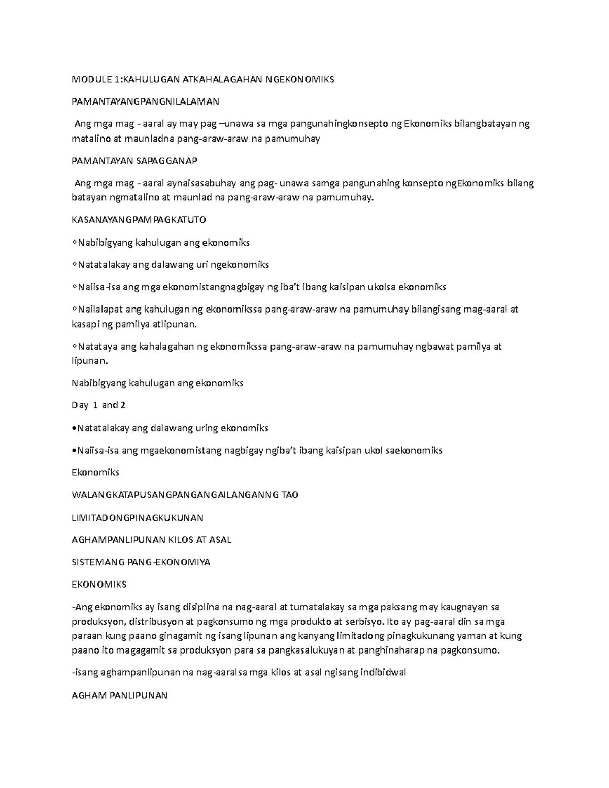 Module 1-Ekonomiks - This is a lesson about economics - MODULE 1 ...