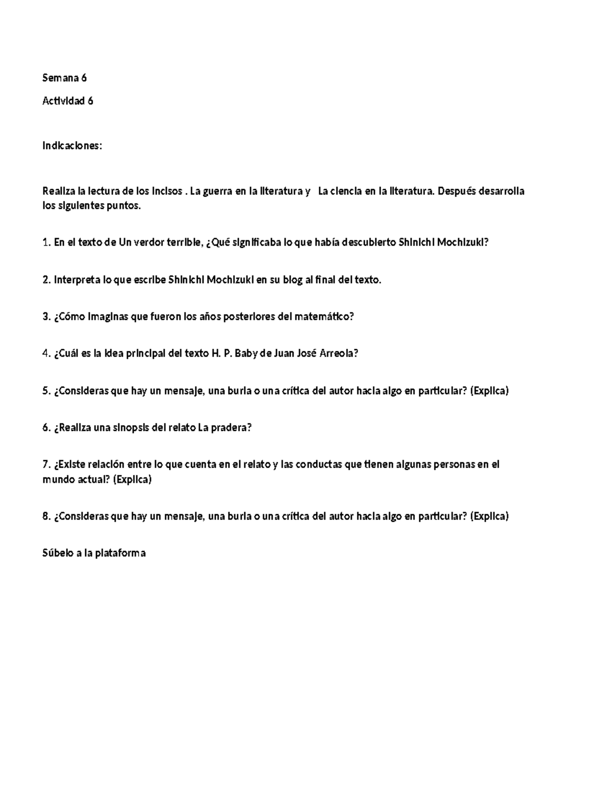 Semana 6 actividad - Es tarea - Semana 6 Actividad 6 Indicaciones ...