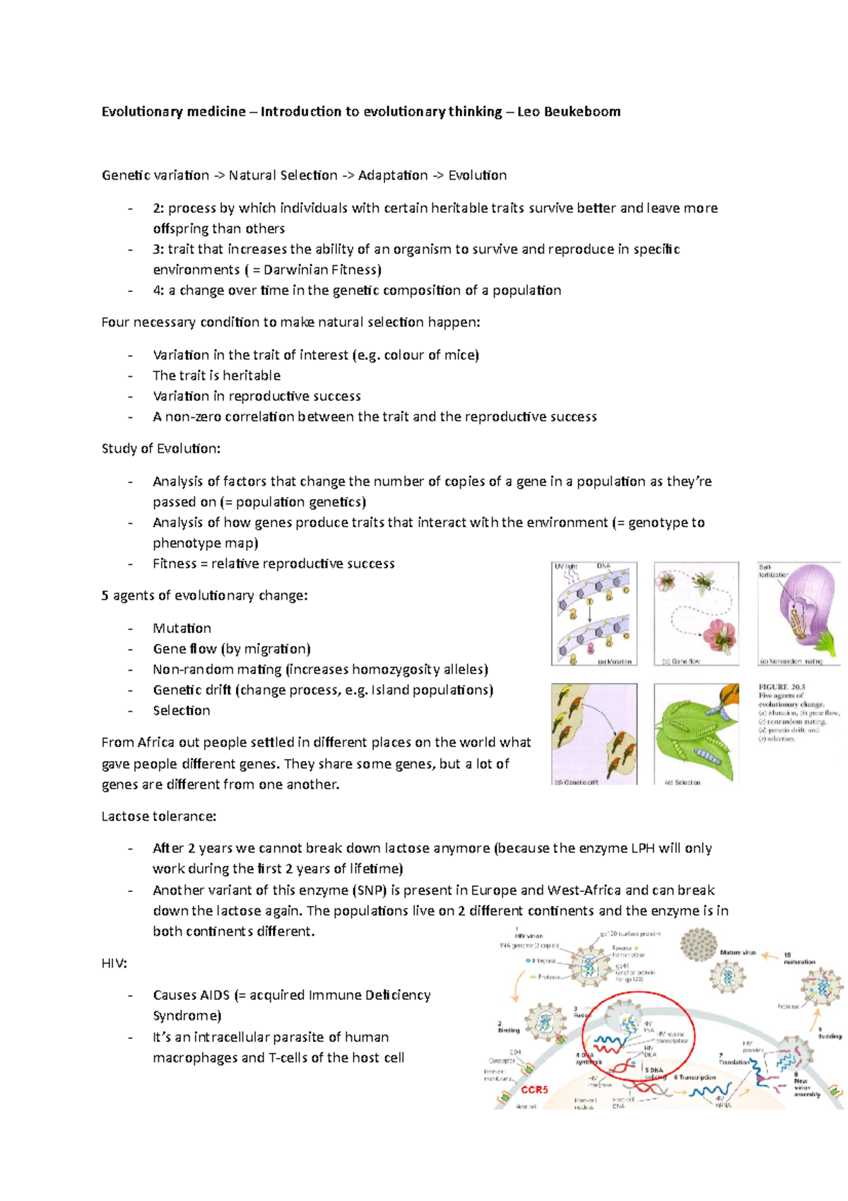 Samenvatting Evolutionary medicine jaar 2 Biologie - Evolutionary ...