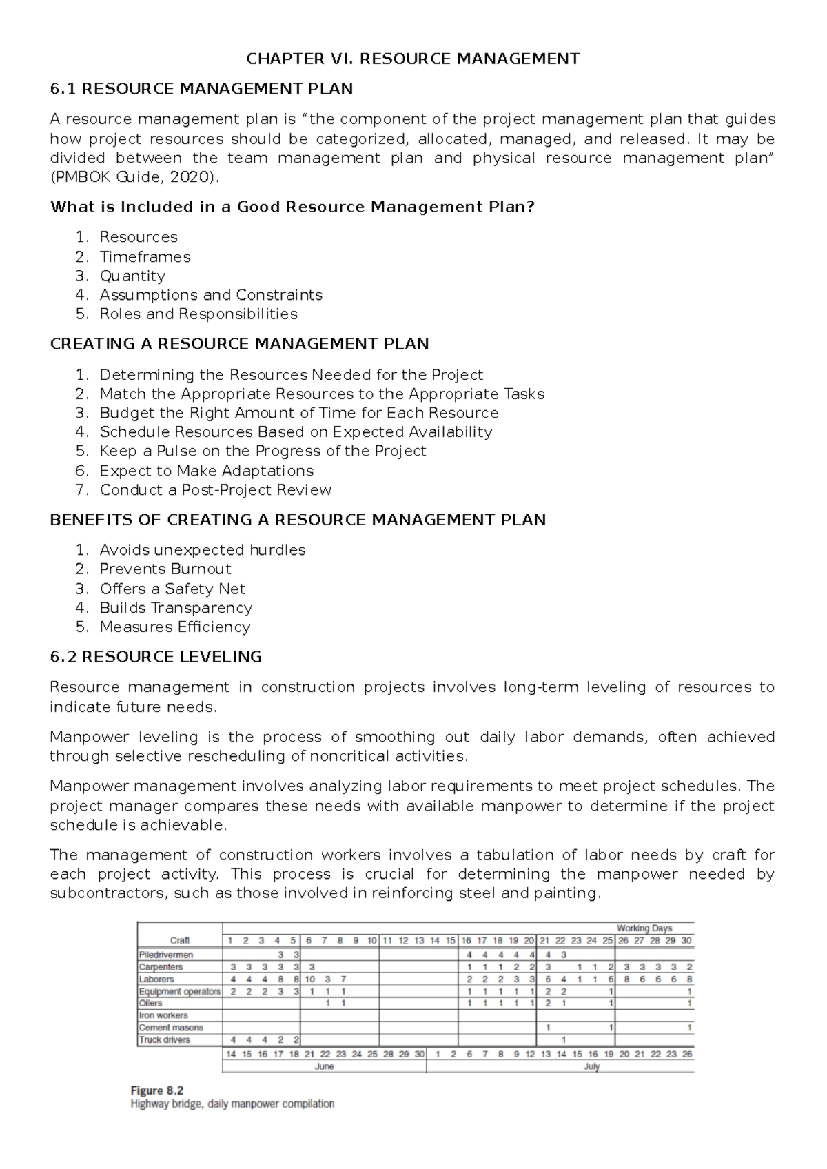 Chapter VI 163 - reviewer - CHAPTER VI. RESOURCE MANAGEMENT 6 RESOURCE MANAGEMENT PLAN A ...