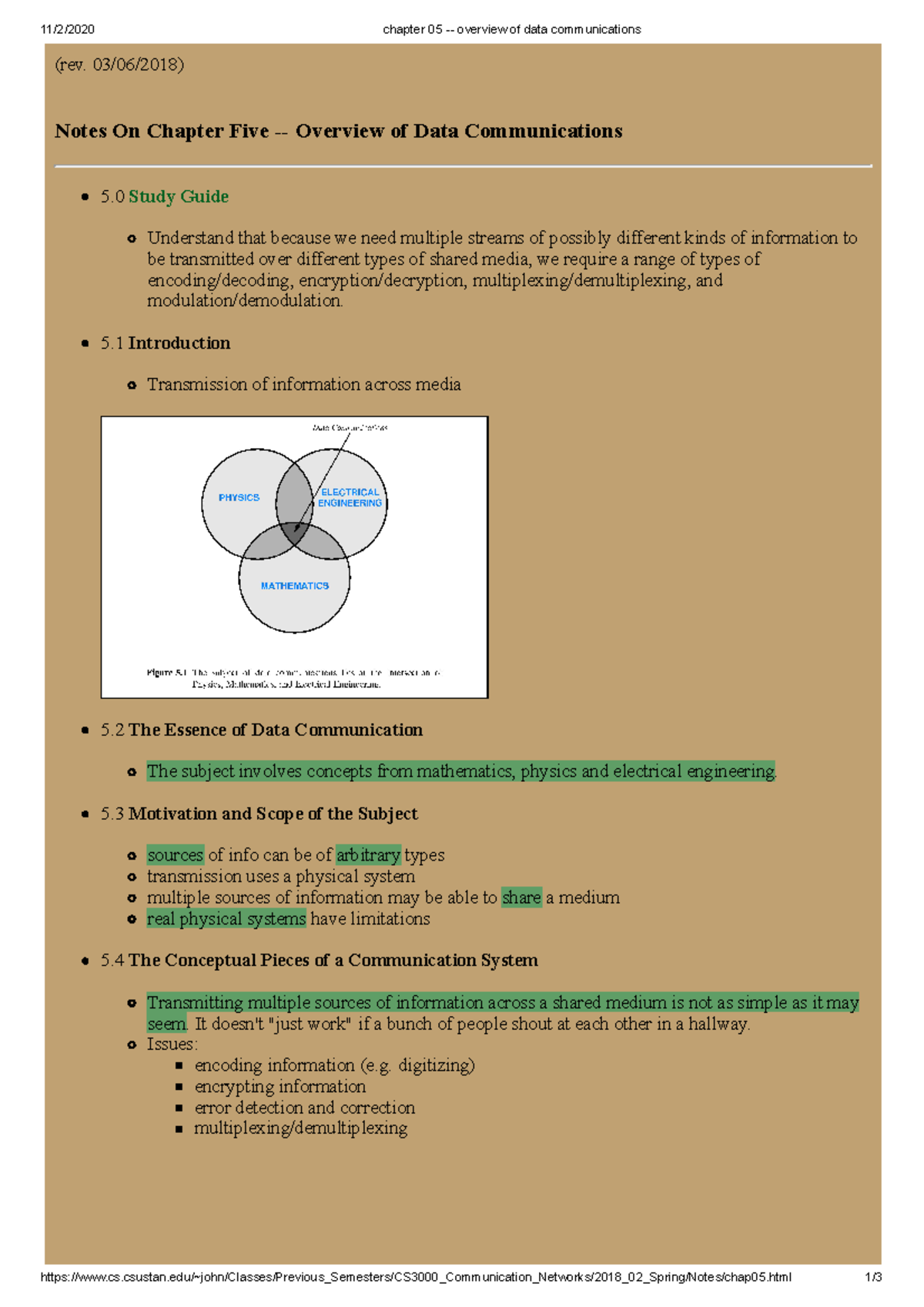 Chapter 05 - overview of data communications - 11/2/2020 chapter 05 ...