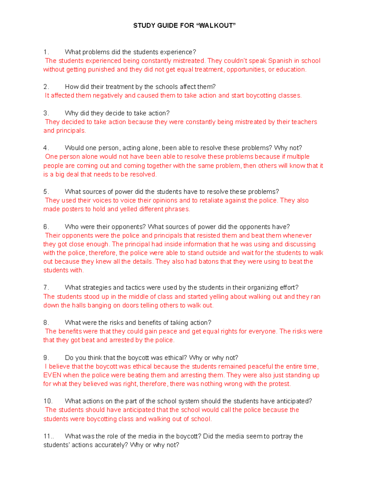 Copy of Study Guide FOR “ Walkout” - STUDY GUIDE FOR “WALKOUT” What ...