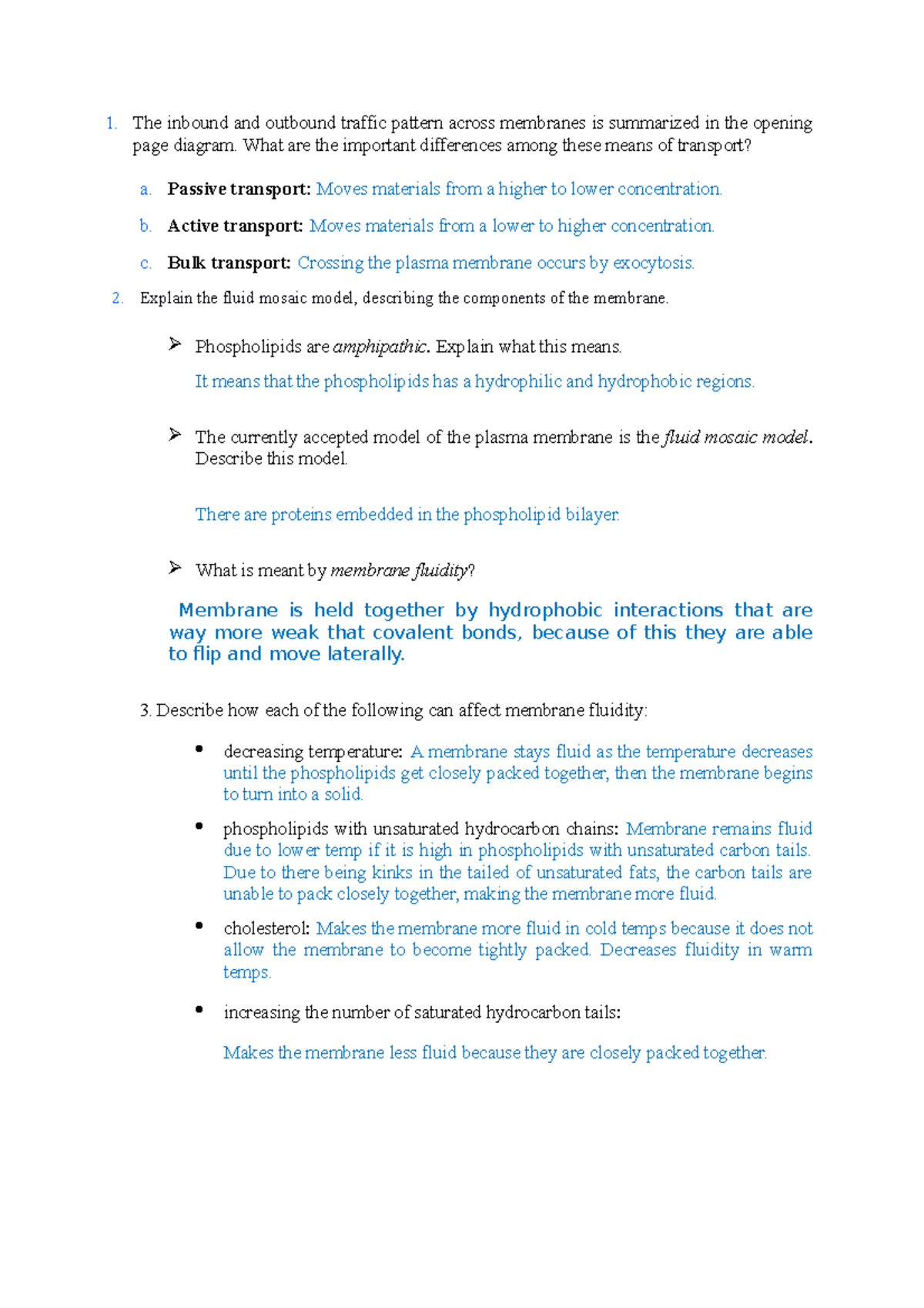 The inbound and outbound traffic pattern across membranes is summarized ...