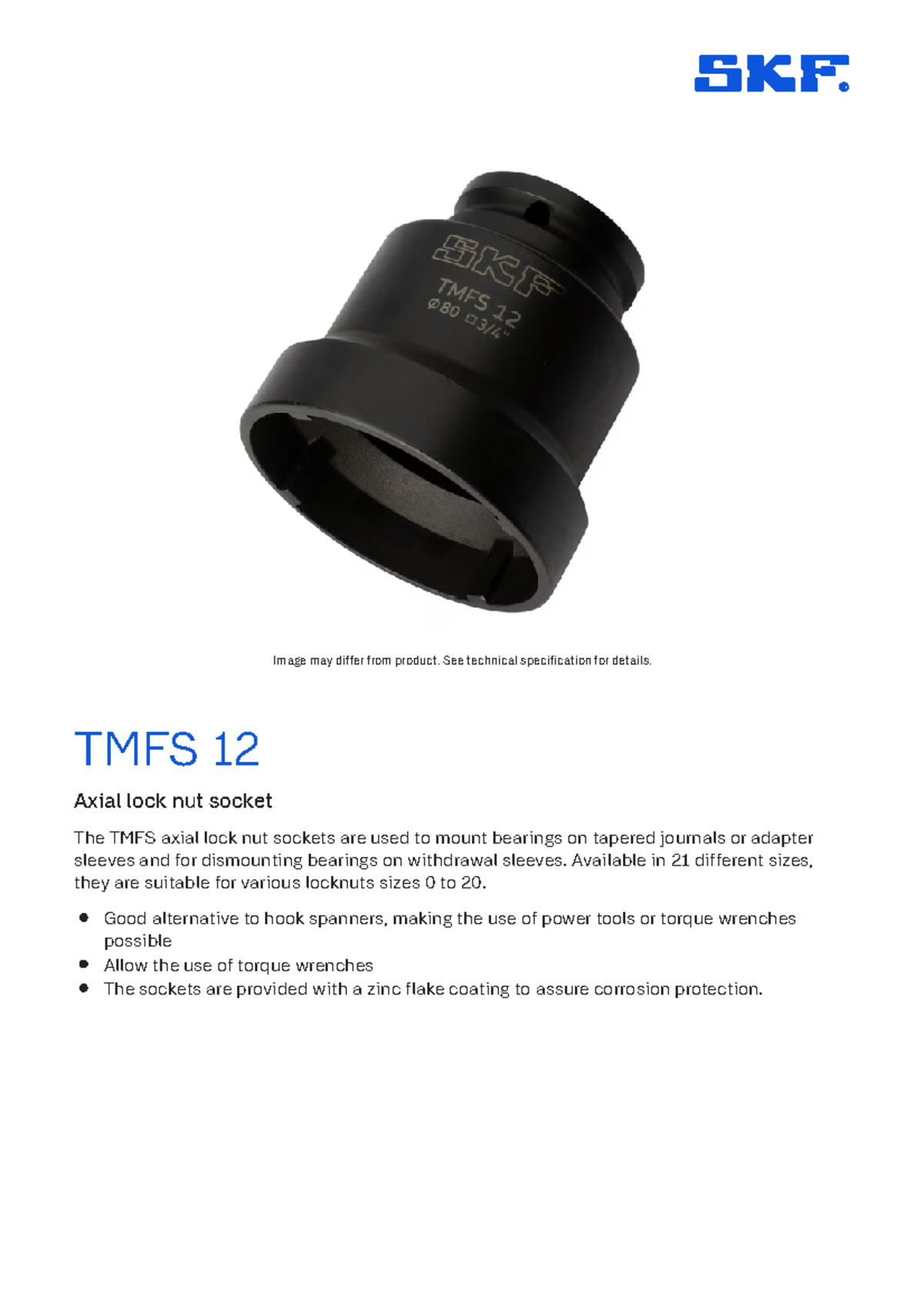 TMFS 12 - Cubos axiales para tuercas de seguridad SKF - Image may differ from product. See ...