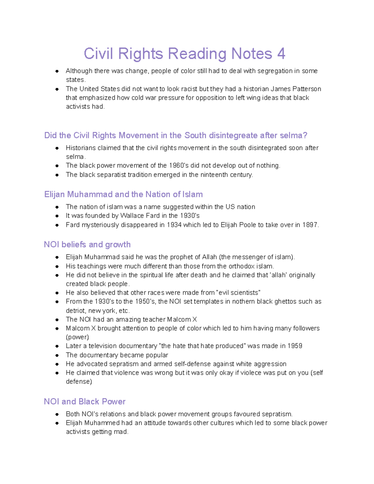 Civil Rights Reading Notes 4 - The United States did not want to look ...