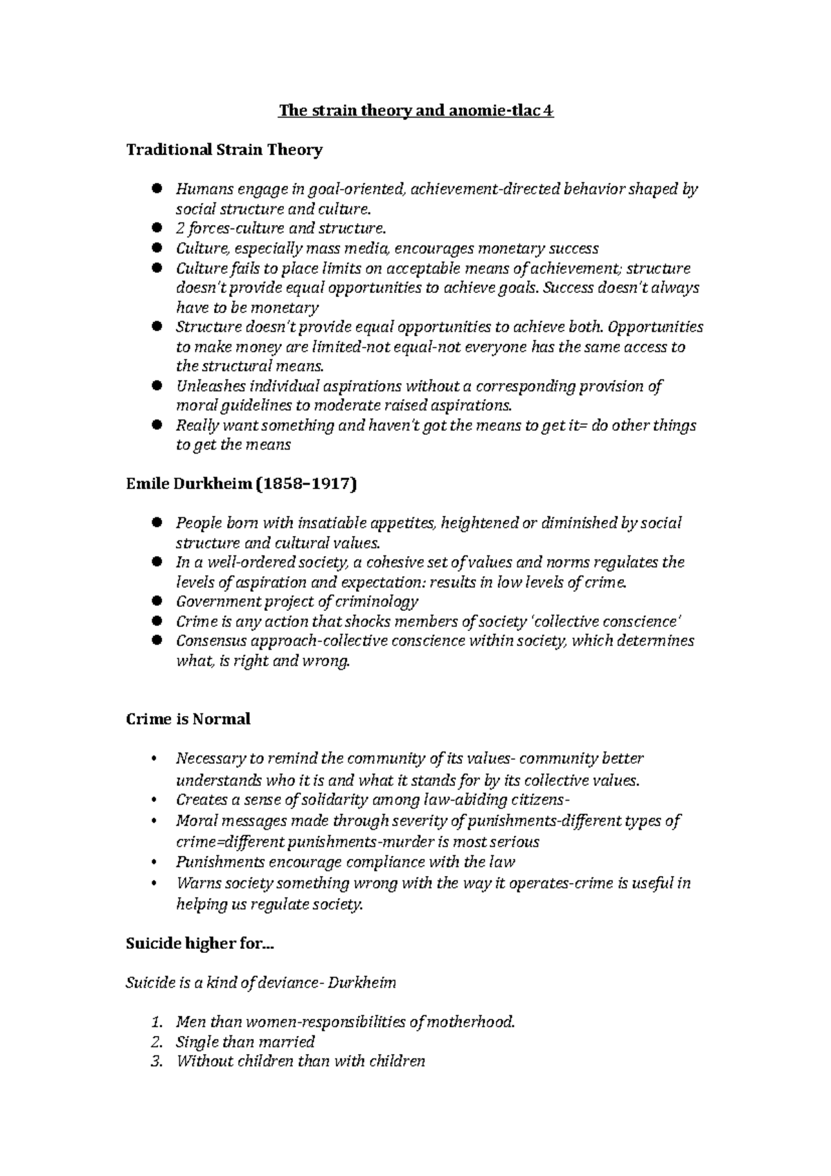 The strain theory and anomie - 2 forces-culture and structure. Culture ...
