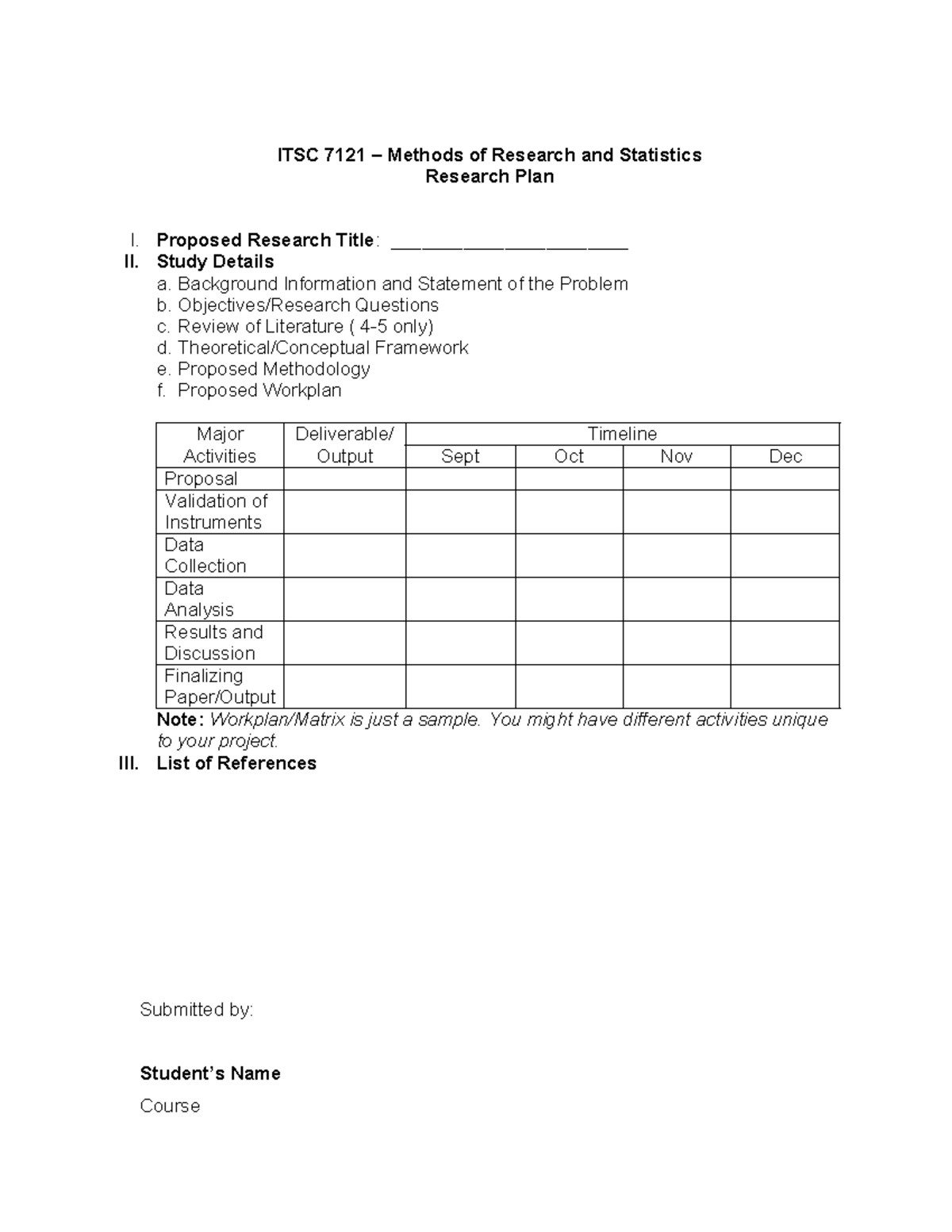 ITSC7121 Research Plan Template - ITSC 7121 – Methods of Research and ...