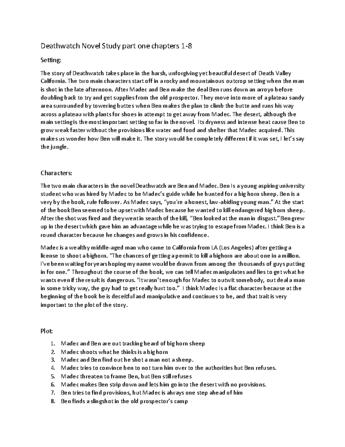 Deathwatch novel study - The two main characters start off in a rocky ...