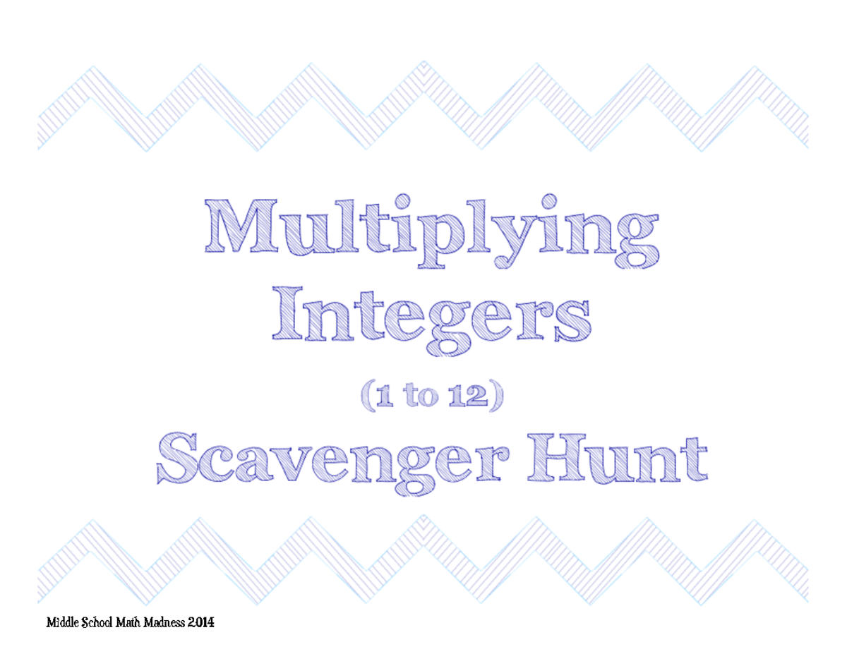 Multiplying Integers Scavenger Hunt No QR - Multiplying Integers ...
