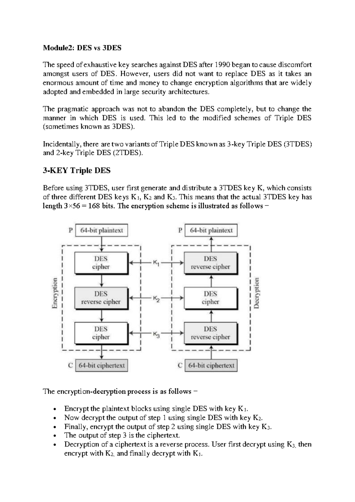 3DES - mnzxlkcn - Module2: DES vs 3DES The speed of exhaustive key ...