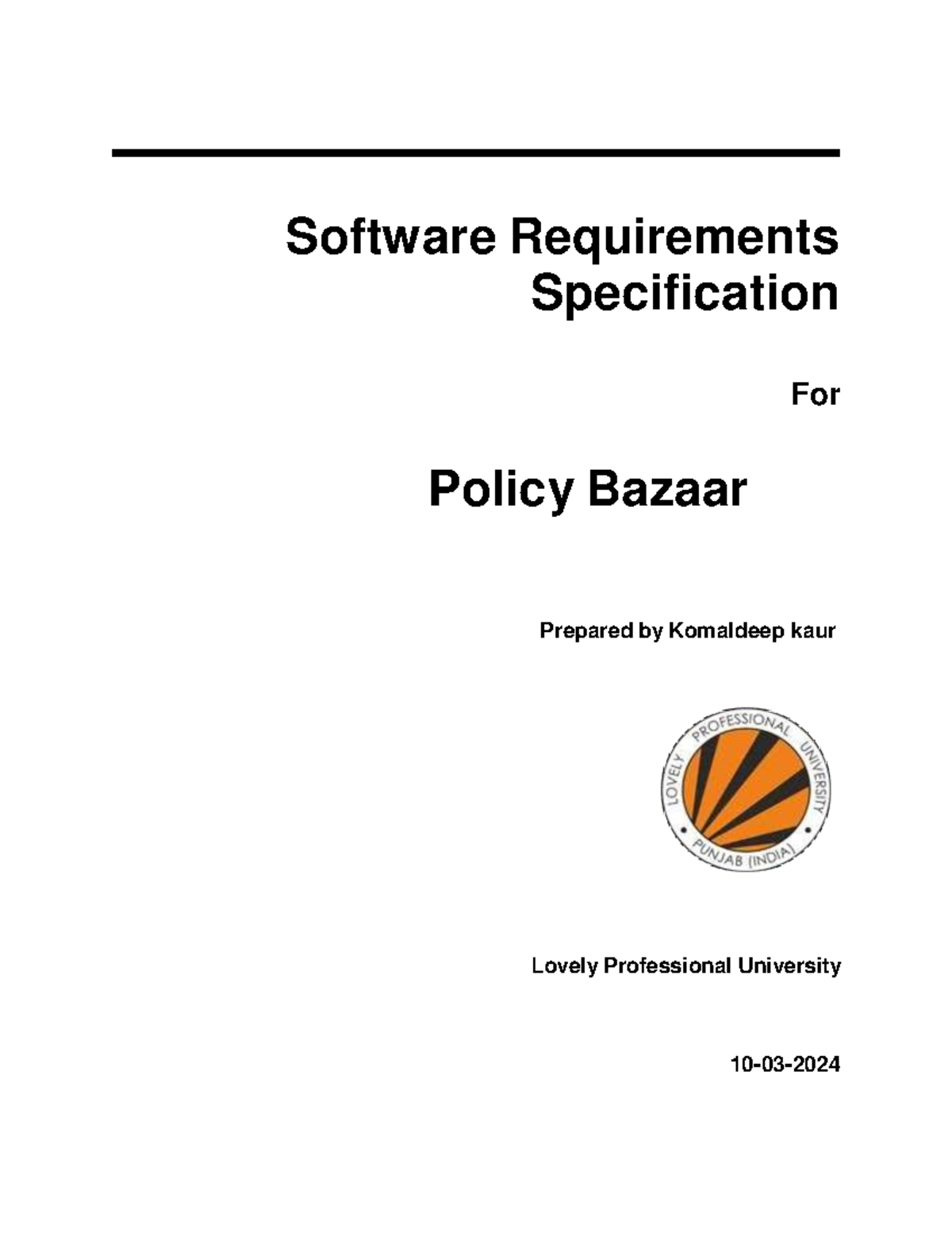 CA-1 12318028 SRS Policy Bazaar - Software Requirements Specification ...