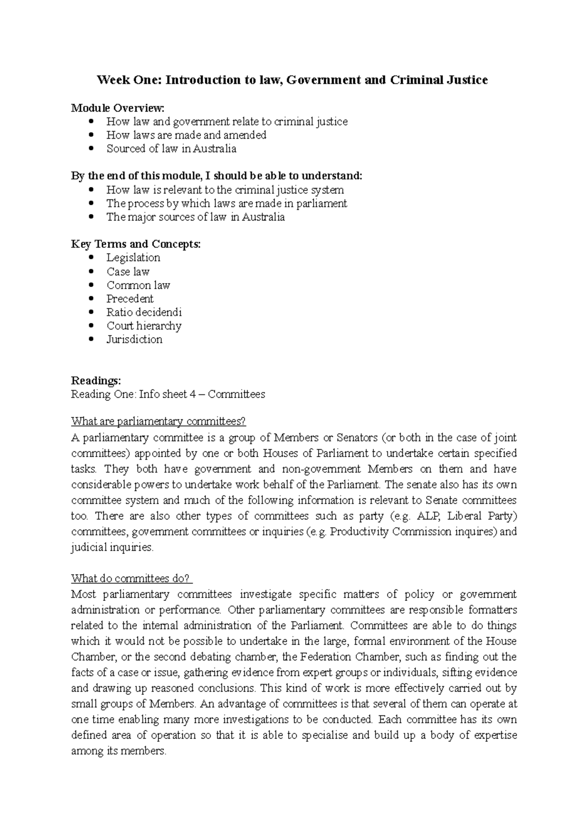 1003CCJ - Law, Government and Justice - Week One: Introduction to law ...