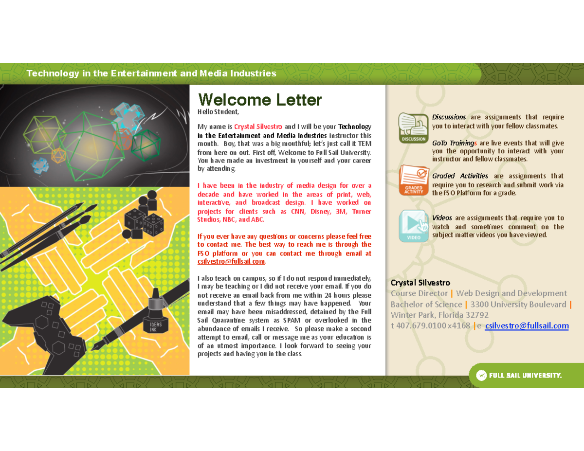 Welcome Letter - Welcome Letter Hello Student,( ( My name is Crystal ...