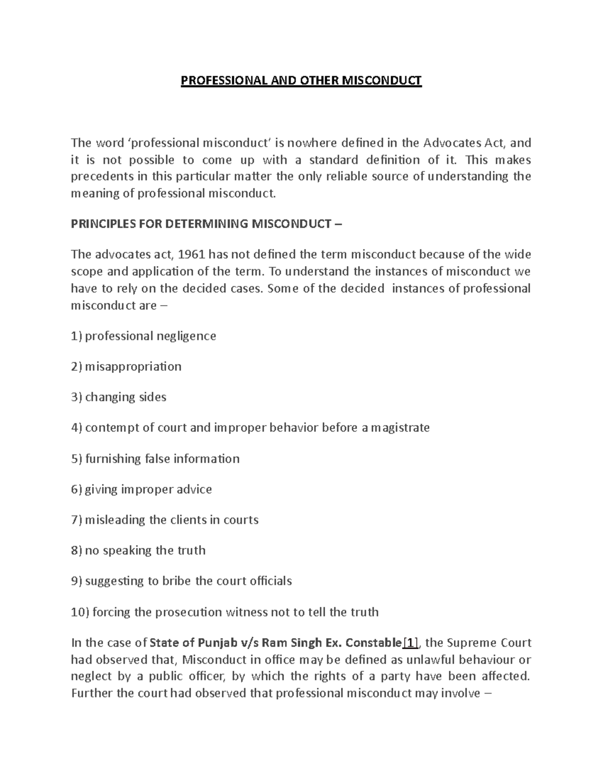 Professional AND Other Misconduct - PROFESSIONAL AND OTHER MISCONDUCT ...