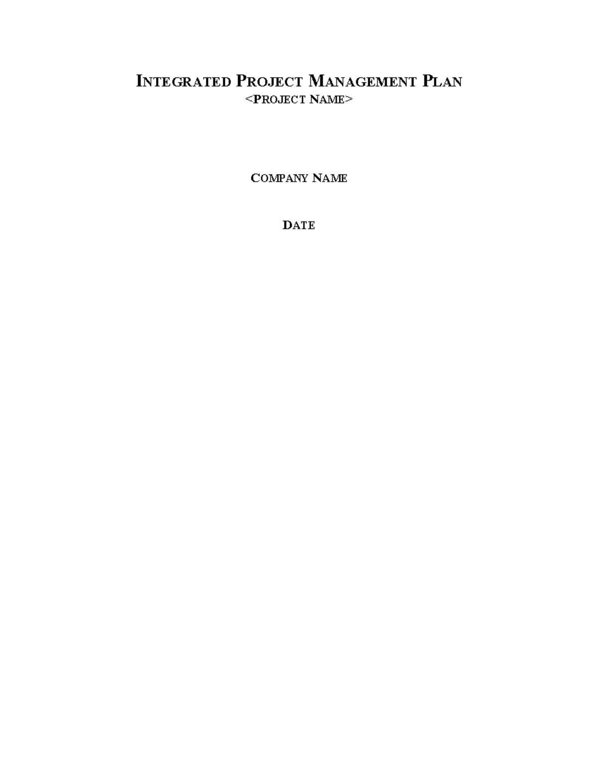 Integrated Project Management Plan - INTEGRATED PROJECT MANAGEMENT PLAN ...