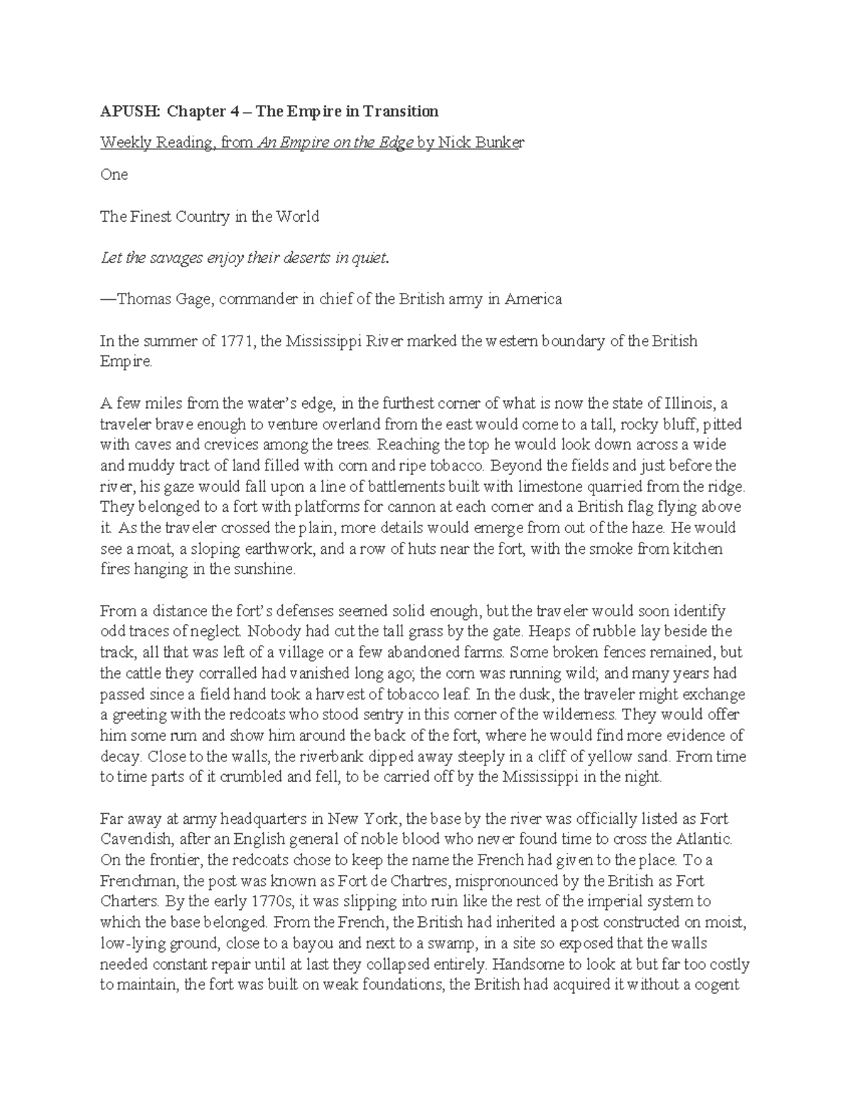 Apush - Chapter 4 Weekly Reading - An Empire on the Edge - APUSH ...