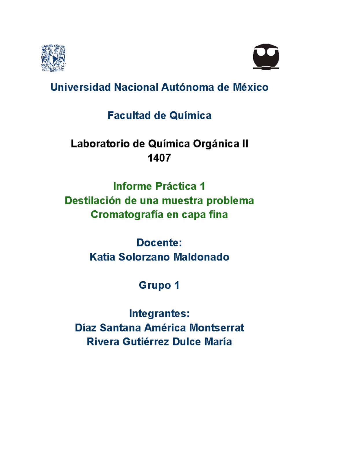 Informe Práctica 1 Lab QOII - Universidad Nacional Autónoma de México ...