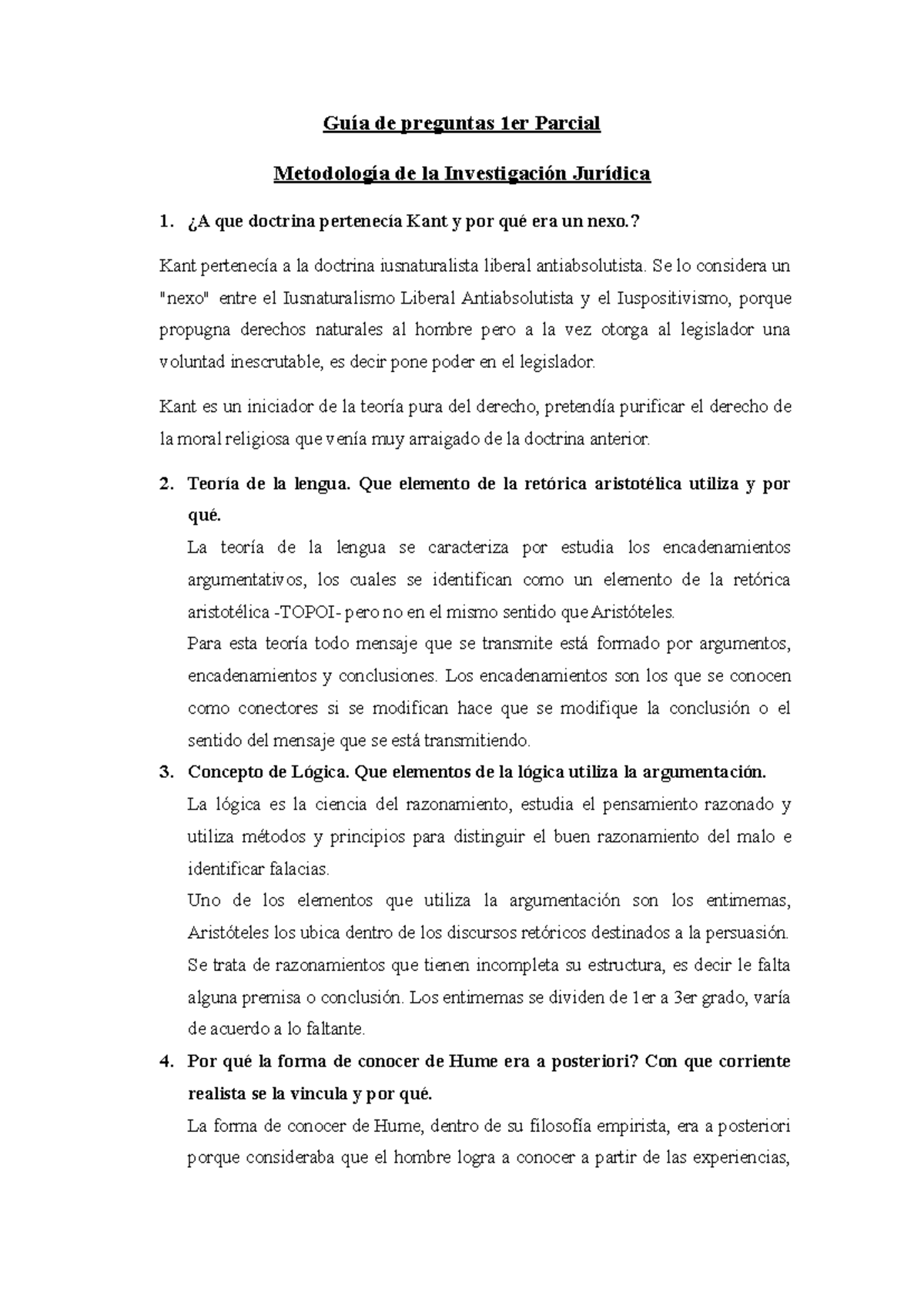 Guía de preguntas 1er Parcial - Guía de preguntas 1er Parcial Metodología de la Investigación ...