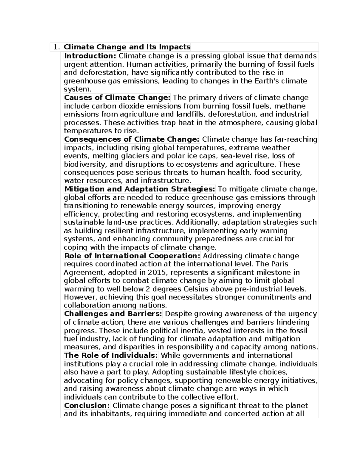 Climate Change and Its Impacts - Climate Change and Its Impacts ...