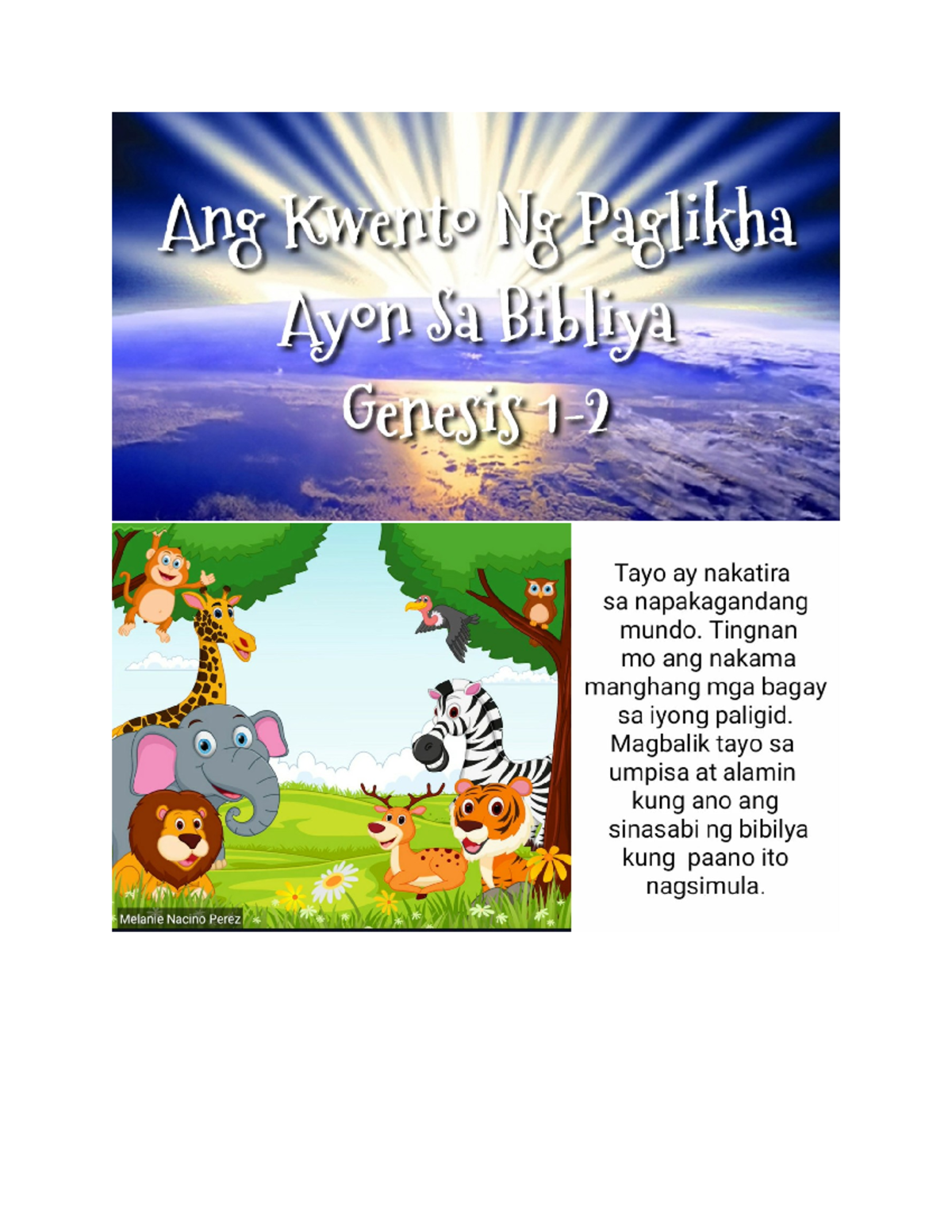 Creation Story - Modules - BSED - English - Studocu