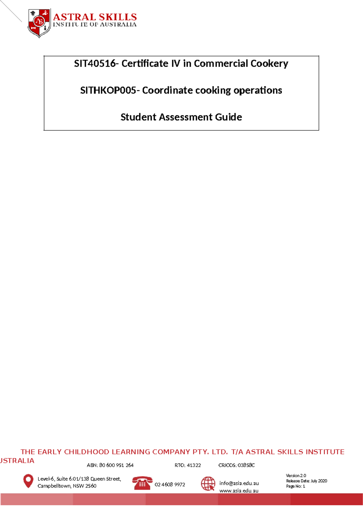 Sithkop 005- Coordinate cooking operations Student Guide - ####### THE ...