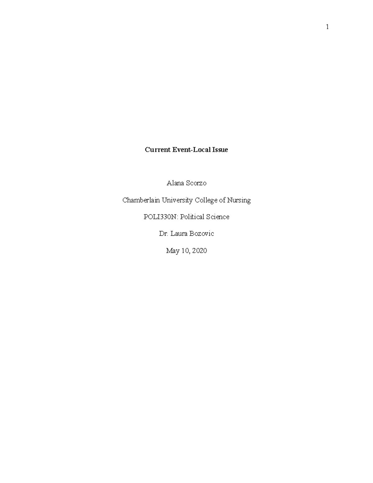 Current Event-local issue paper - Current Event-Local Issue Alana ...