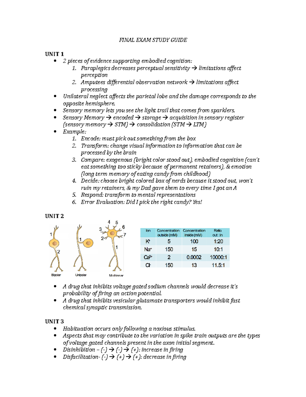 Final EXAM Study Guide - FINAL EXAM STUDY GUIDE UNIT 1 2 pieces of ...
