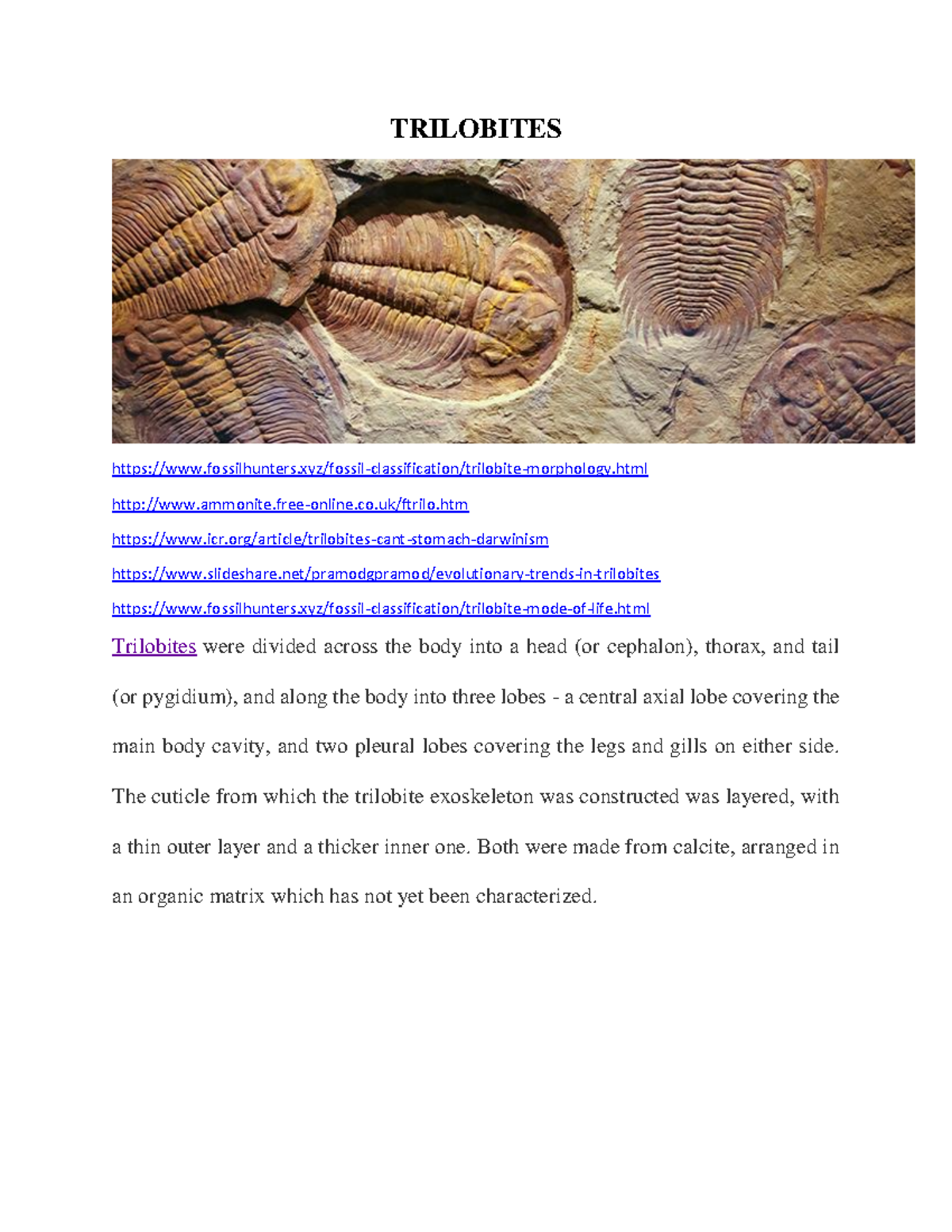 9 Trilobites - Lecture notes 9 - paleontology - Studocu