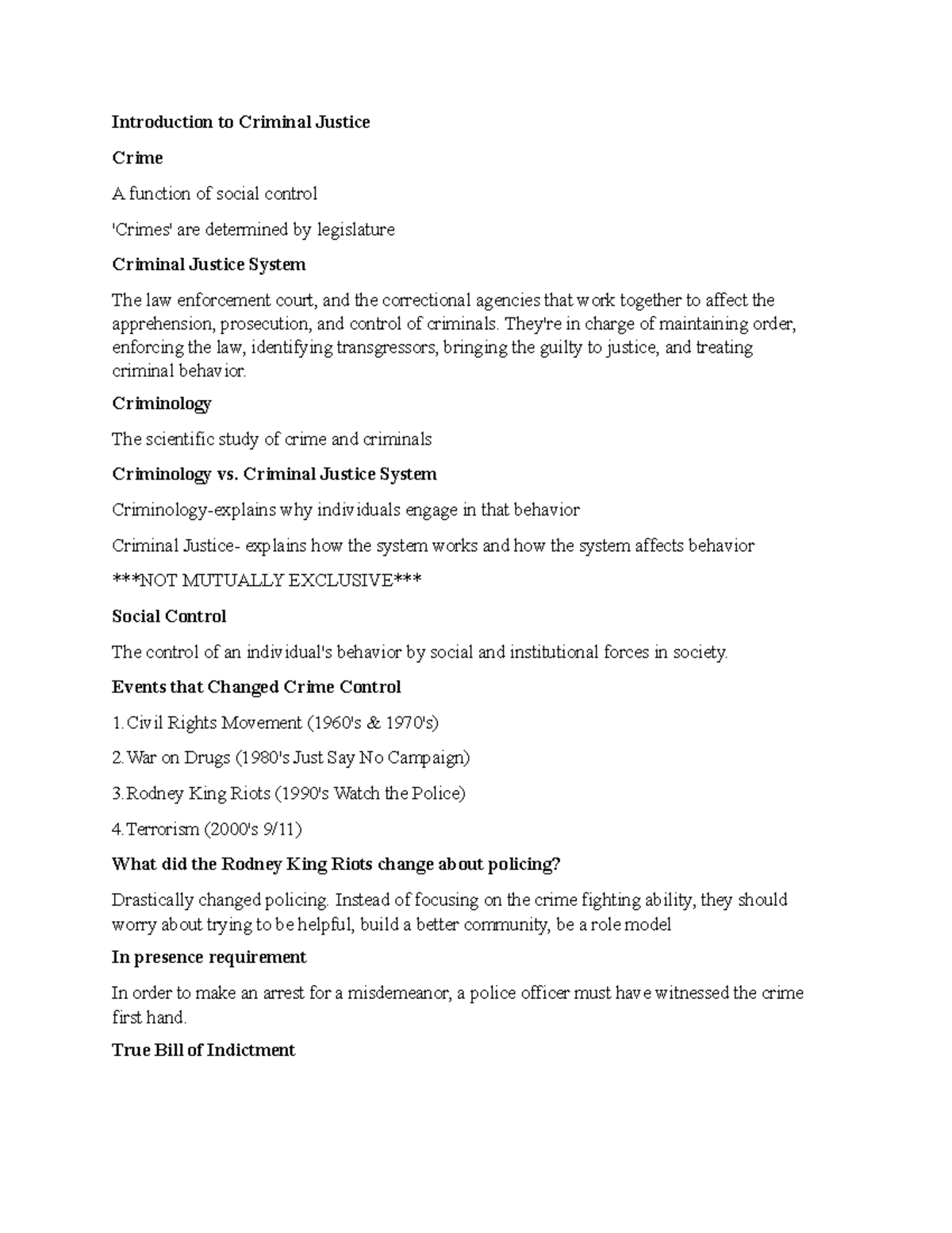 Introduction to Criminal Justice - Introduction to Criminal Justice ...