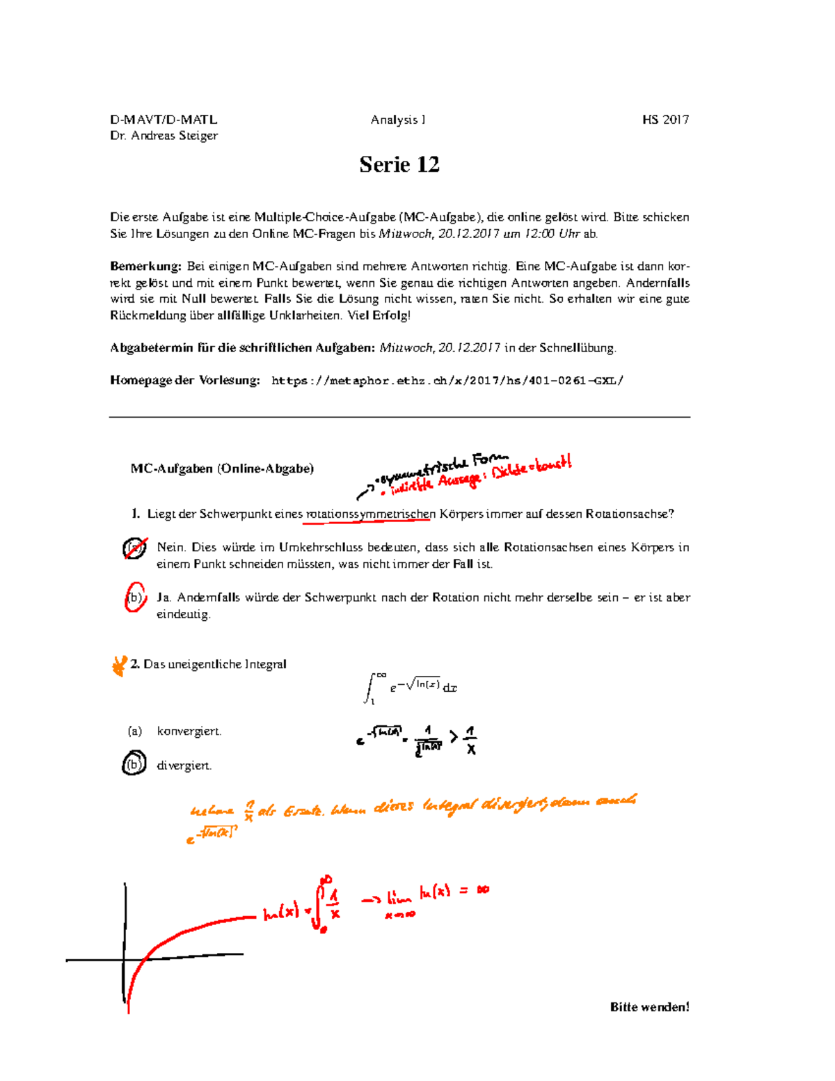 Serie 12 - Sommer - D-MAVT/D-MATL Analysis I HS 2017 Dr. Andreas ...