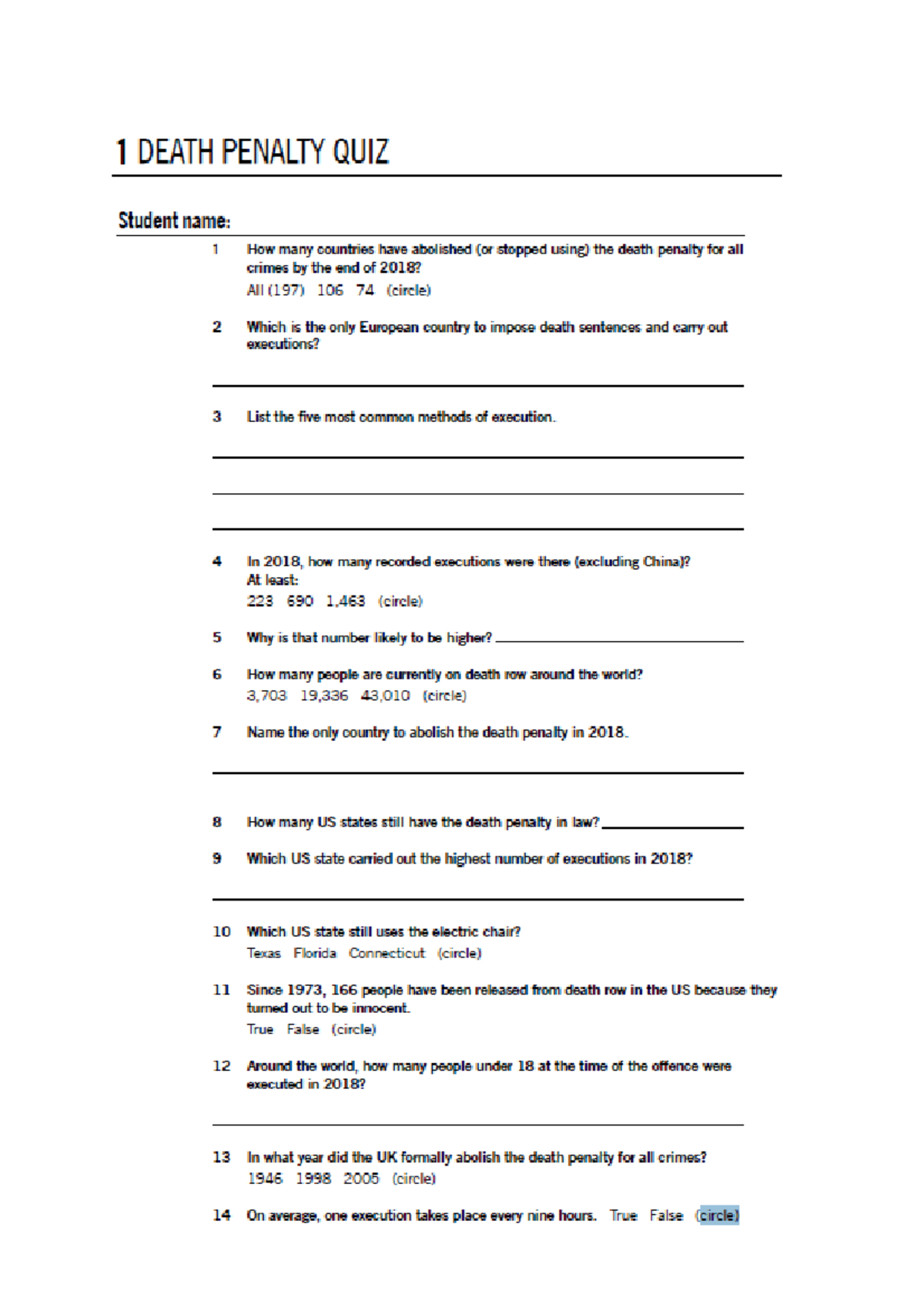 Death penalty quiz - GS16120 - Studocu