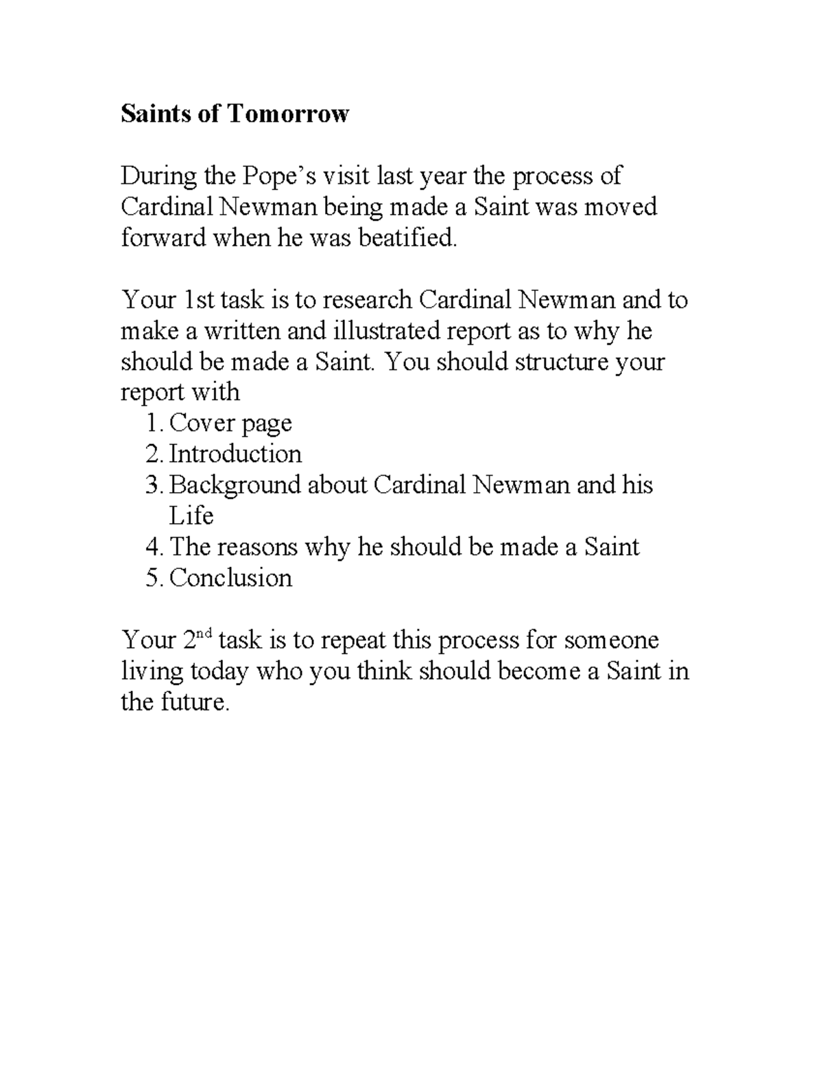 Saints - Summary The denning lecture - Saints of Tomorrow During the ...