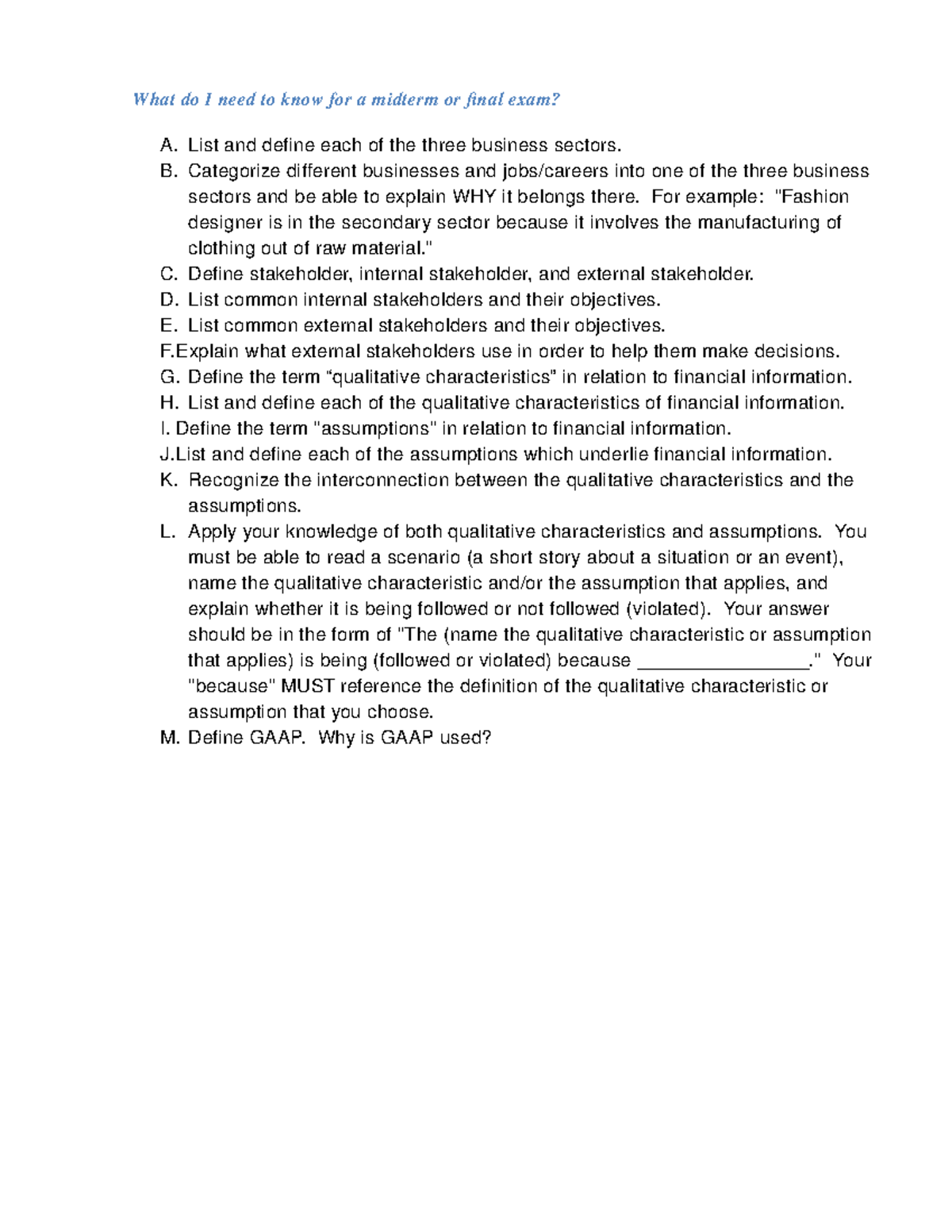 ACC midterm prep - What do I need to know for a midterm or final exam ...