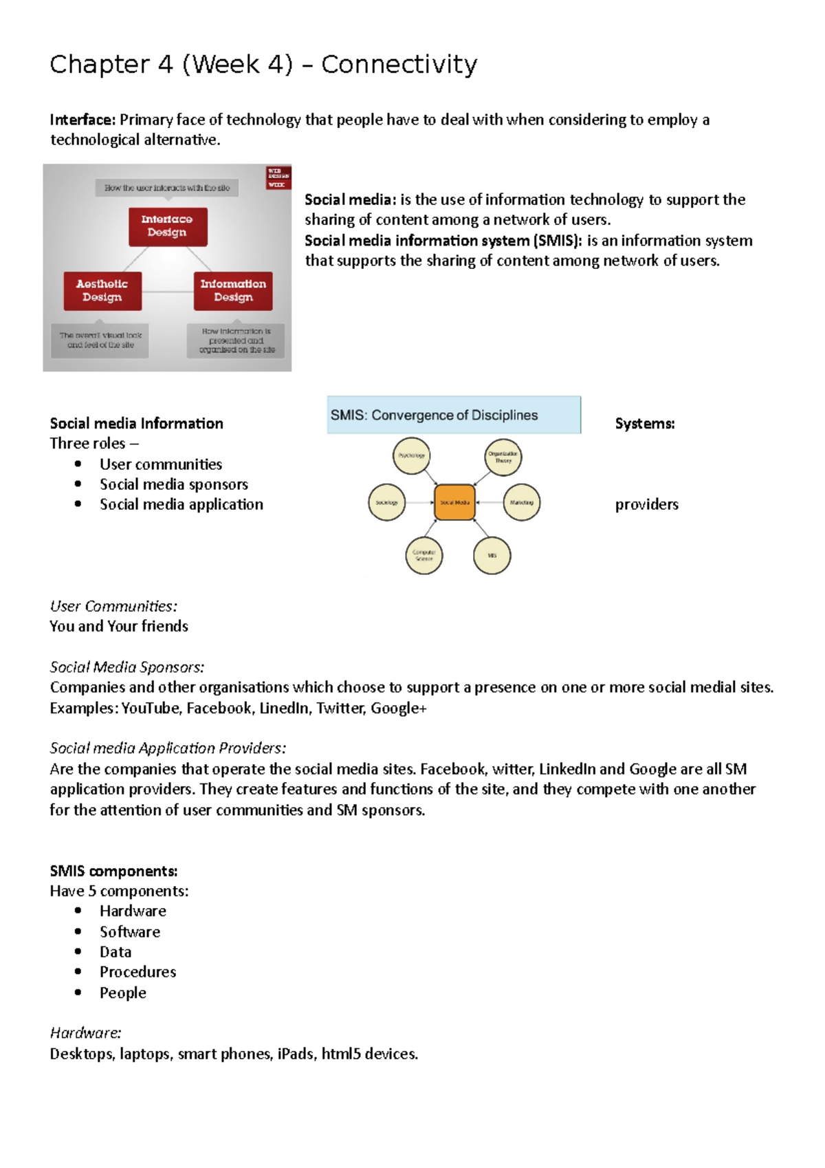 Chapter 4 week 4 - Chapter 4 (Week 4) Connectivity Interface: Primary ...