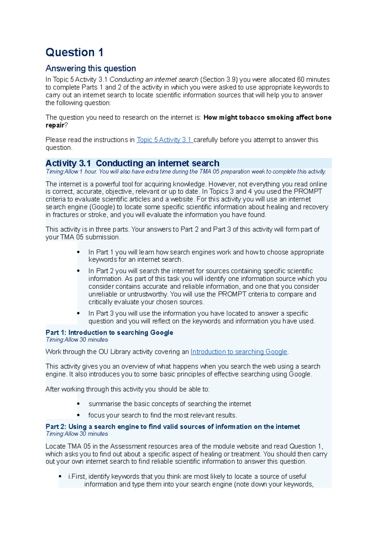 TMA5 - Lecture notes 1 to 13 - Question 1 Answering this question In ...