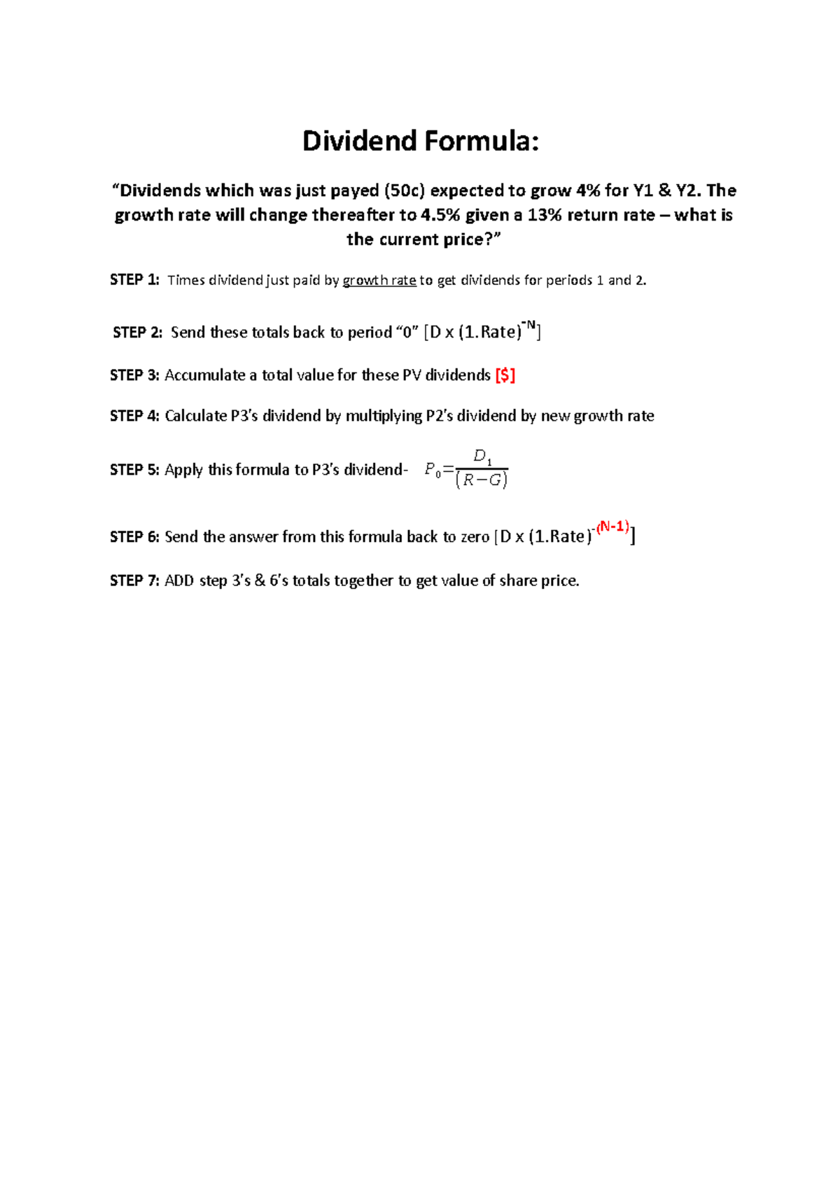 Finance 2019 - Dividend Formula - Dividend Formula: “Dividends which ...