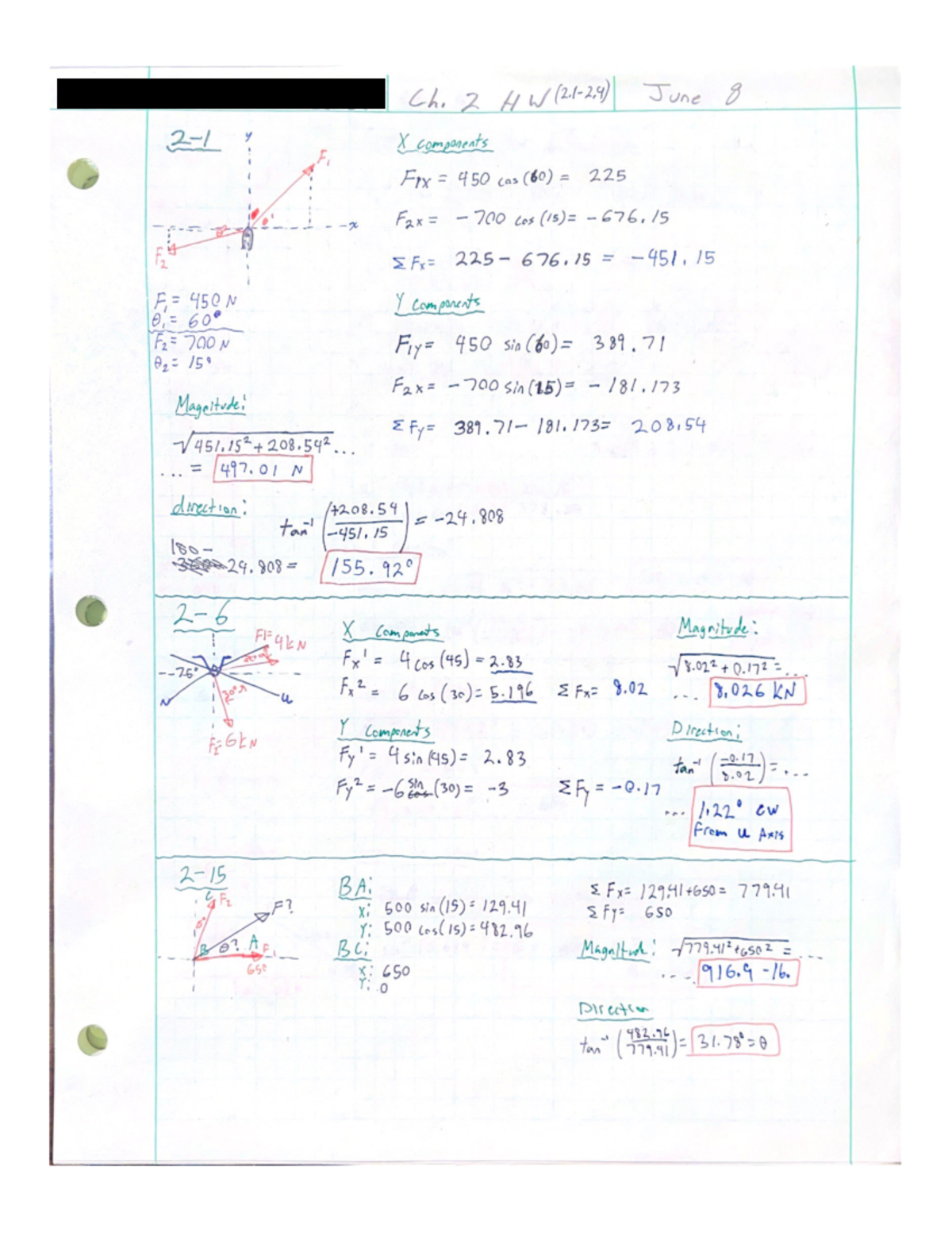 Statics chapter 2.1 practice - EGR 2103 - Studocu