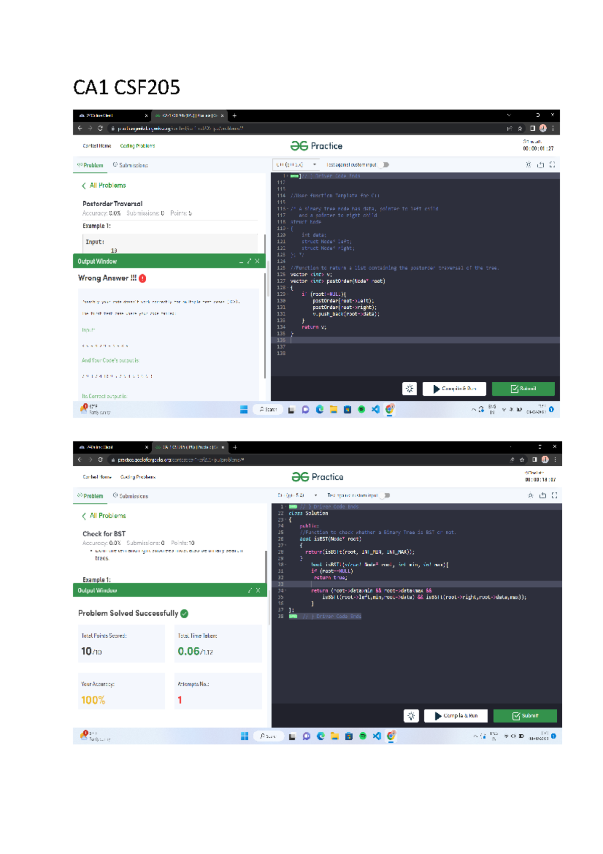 Ca1 csf205 - practice questions for continous assessment - non linear ...