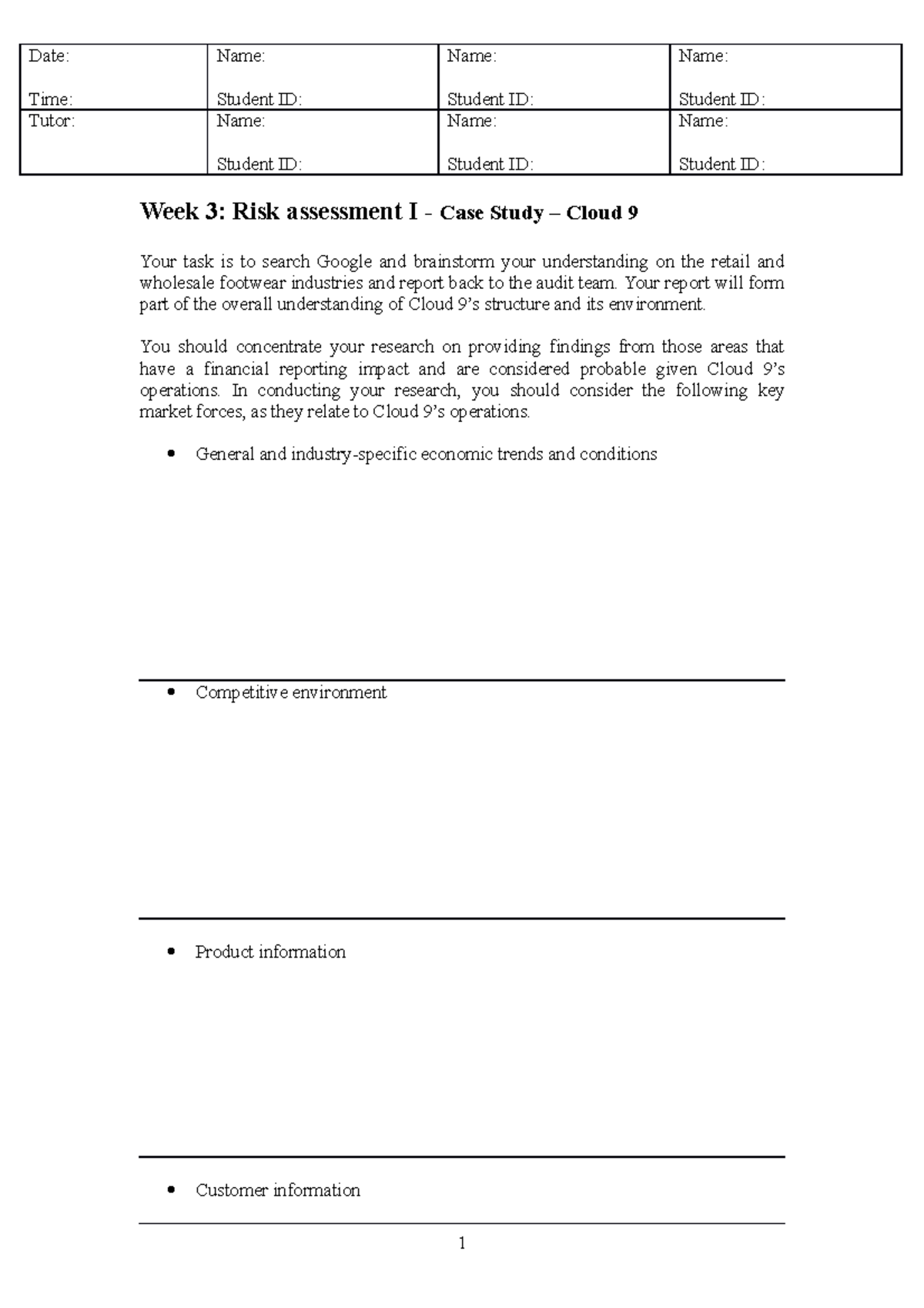 Week 03 CL9 Group Activity Answer Sheet - Date: Time: Name: Student ID ...