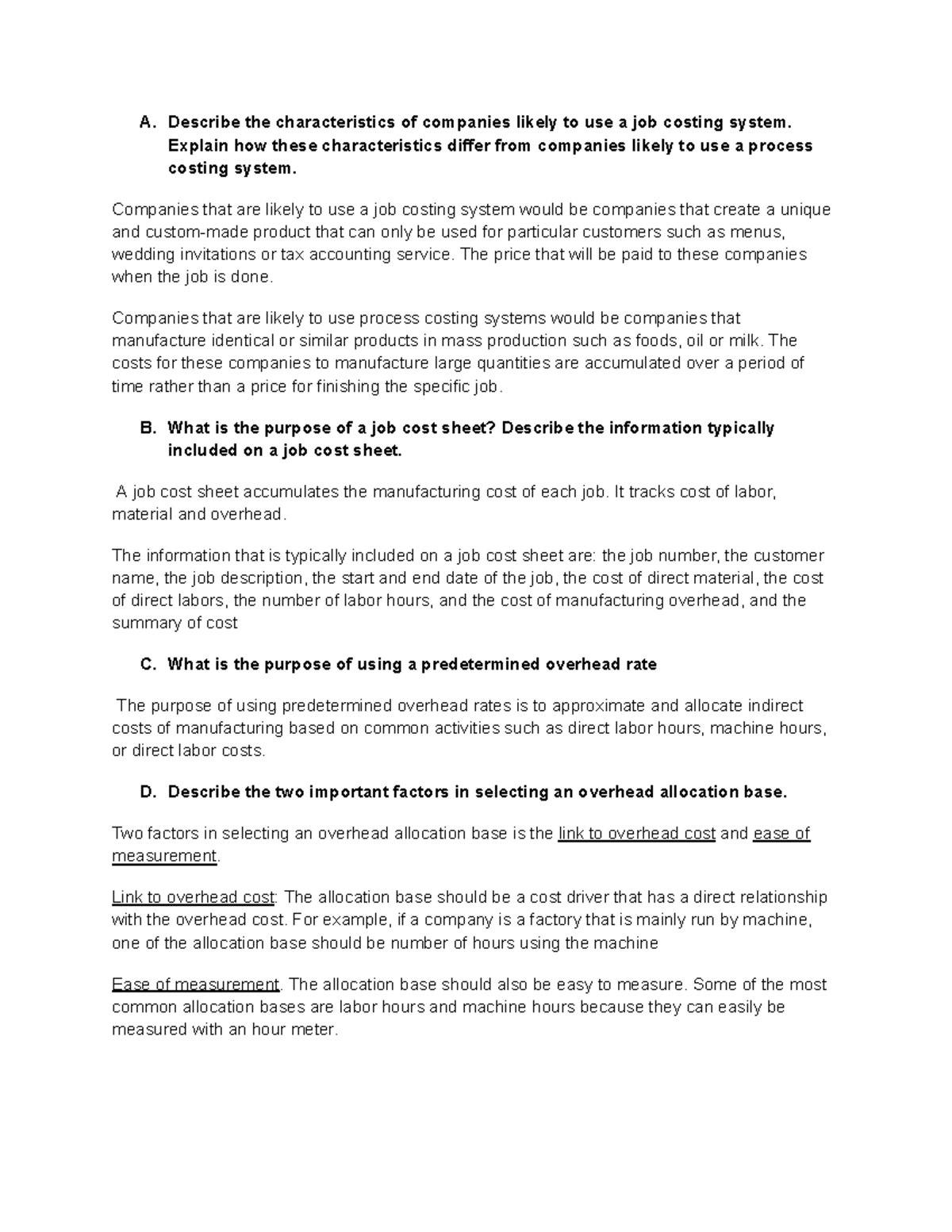 ACCT 102 - part 2 section F - A. Describe the characteristics of ...
