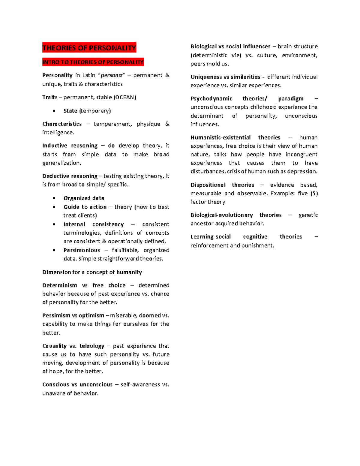 Theories OF Personality - Sigmund Freud - THEORIES OF PERSONALITY INTRO ...