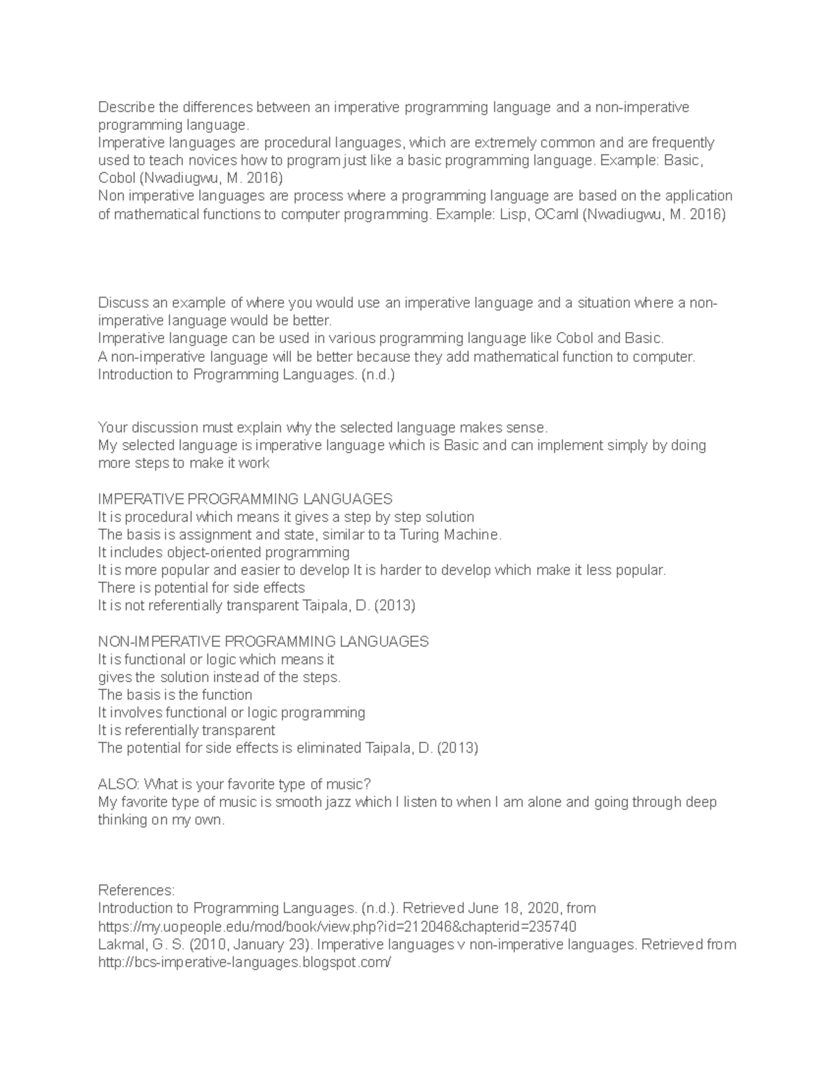 WEEK1Notsureiscorrect CS - Describe the differences between an ...