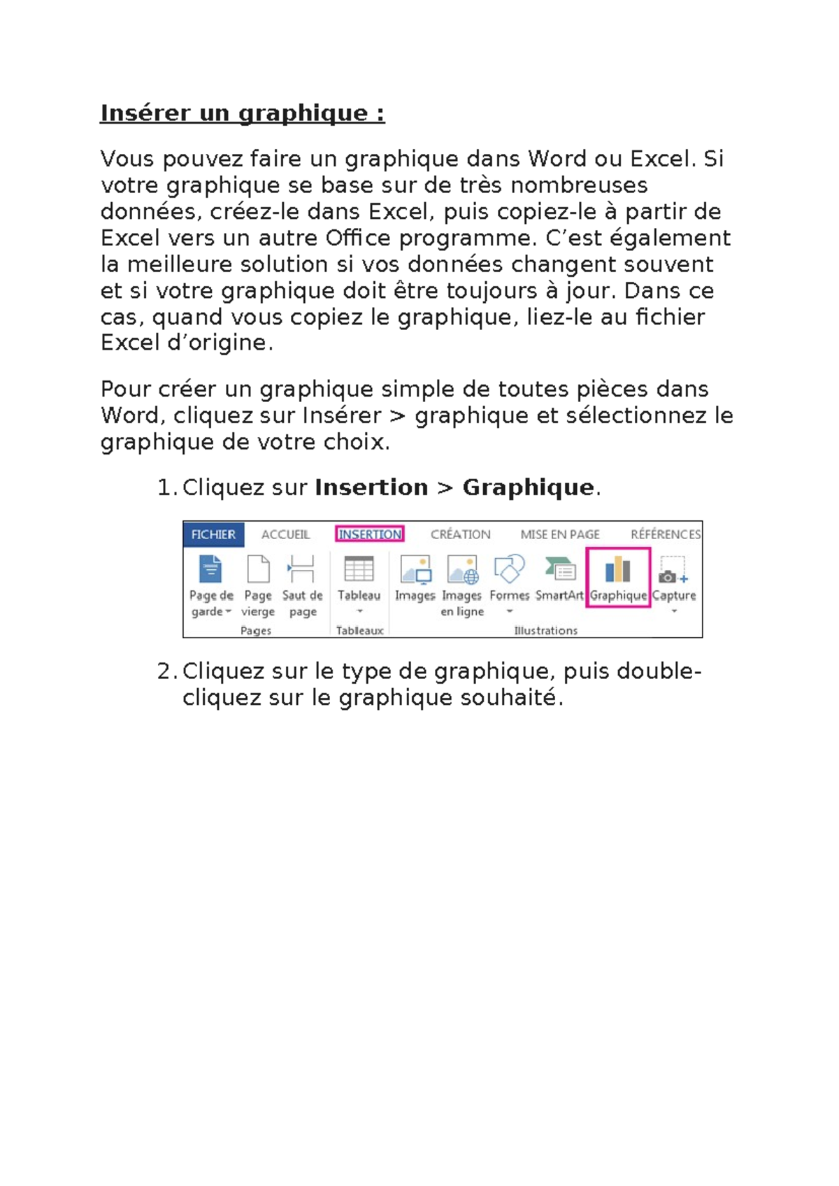 Insérer un graphique word - Insérer un graphique : Vous pouvez faire un ...