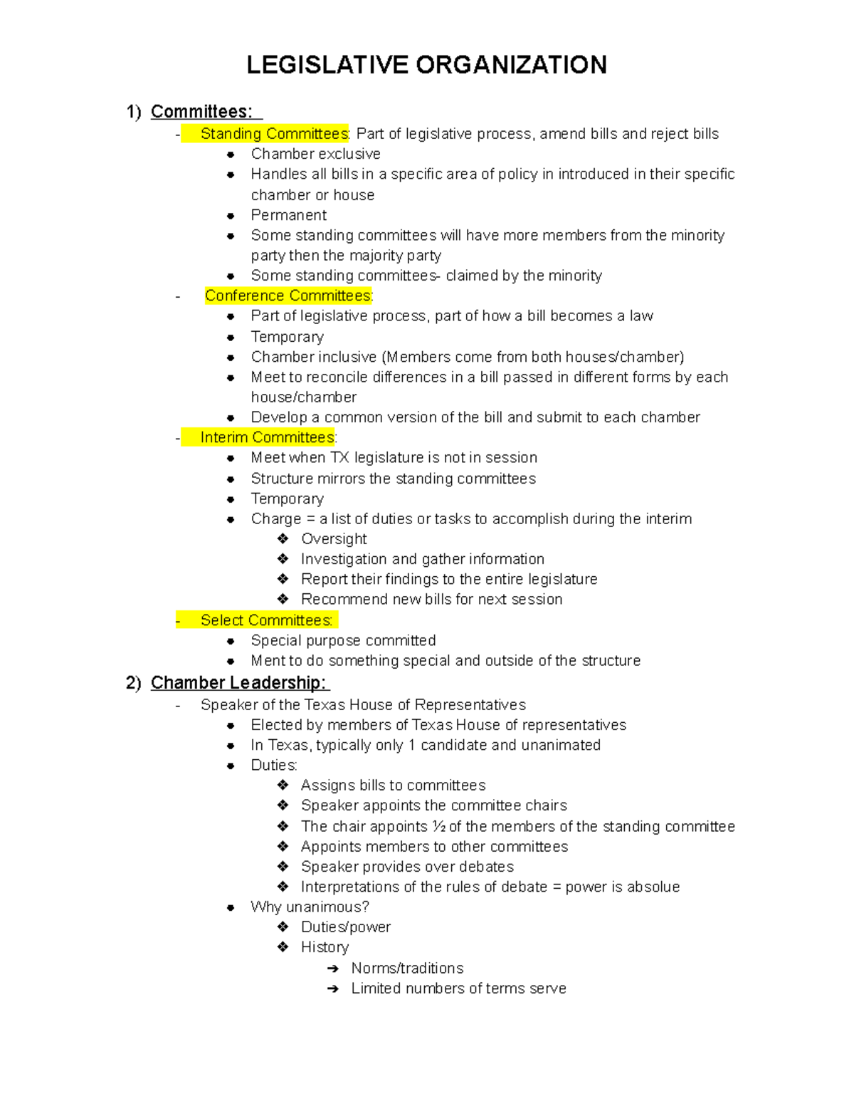 Legislative Organization - LEGISLATIVE ORGANIZATION 1) Committees ...