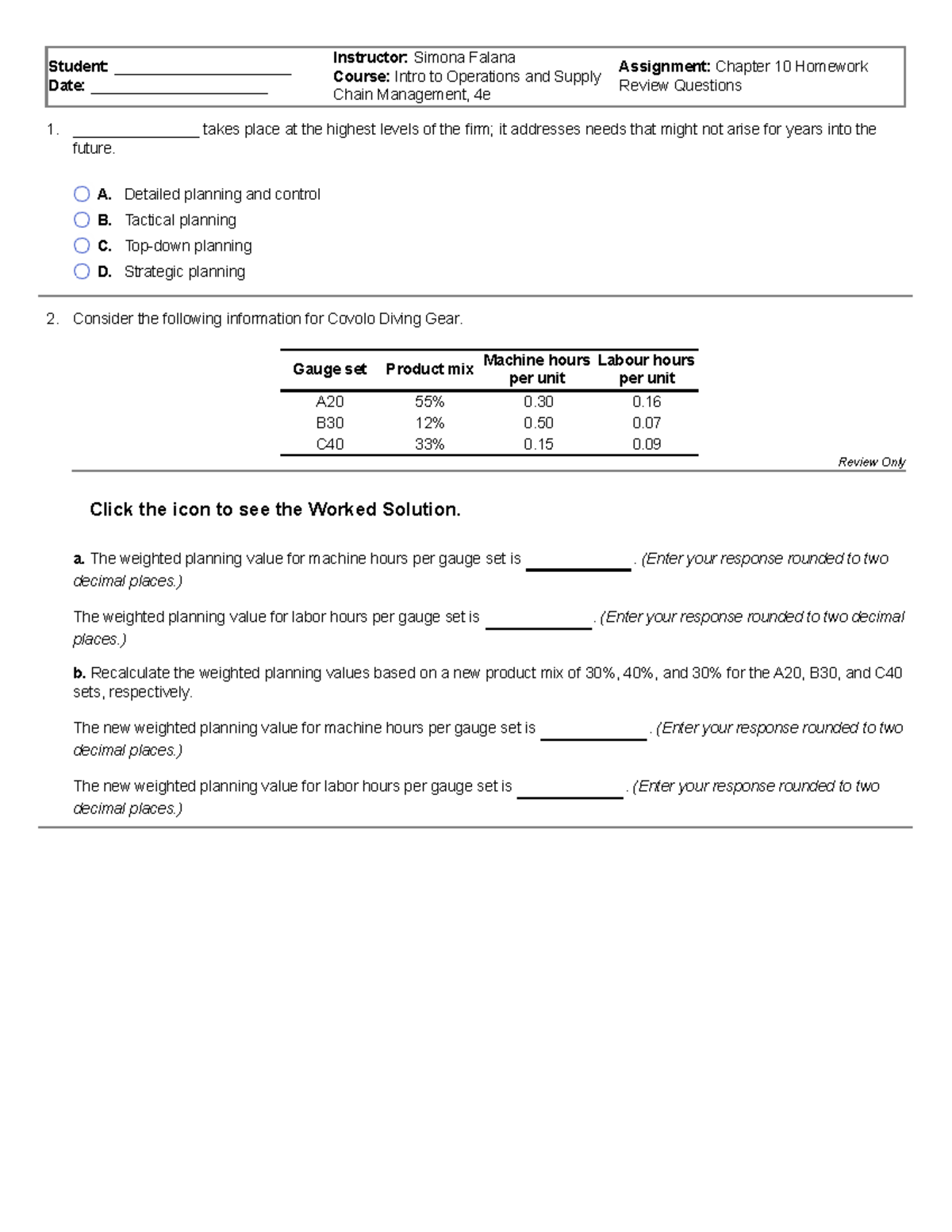 Chapter 10 Homework Review Questions - 1. 2. Student ...
