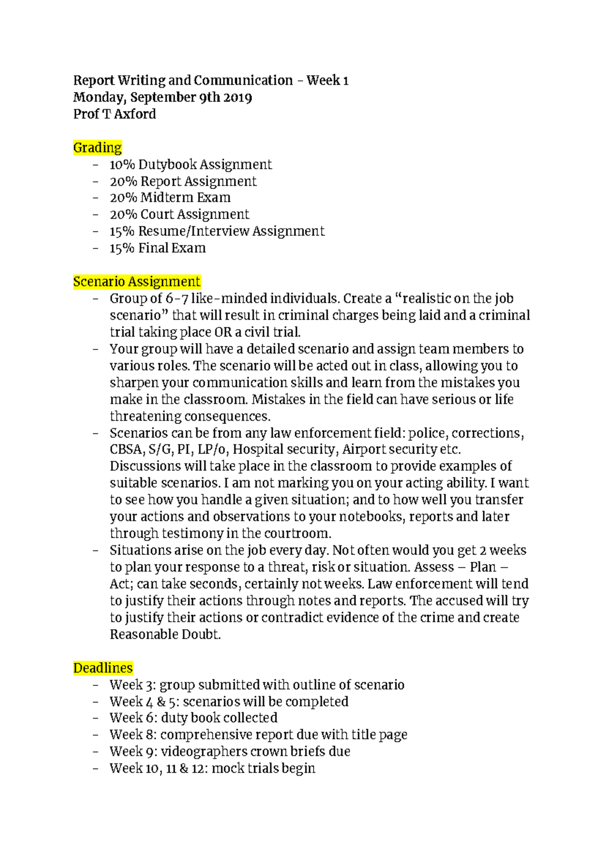 Report Writing and Communications Notes W5 - Report Writing and ...