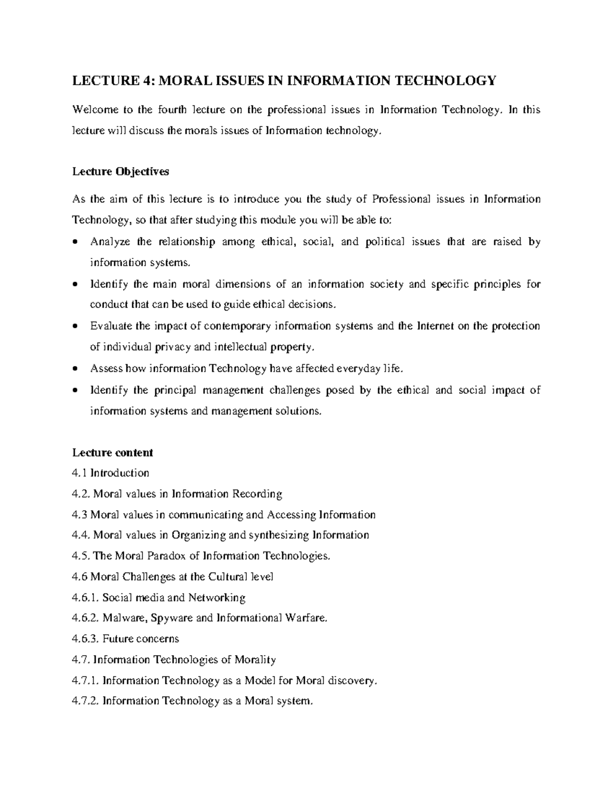 Lecture 4 Moral Issues of Information Technology-1by Dr.stephen - KCAU ...