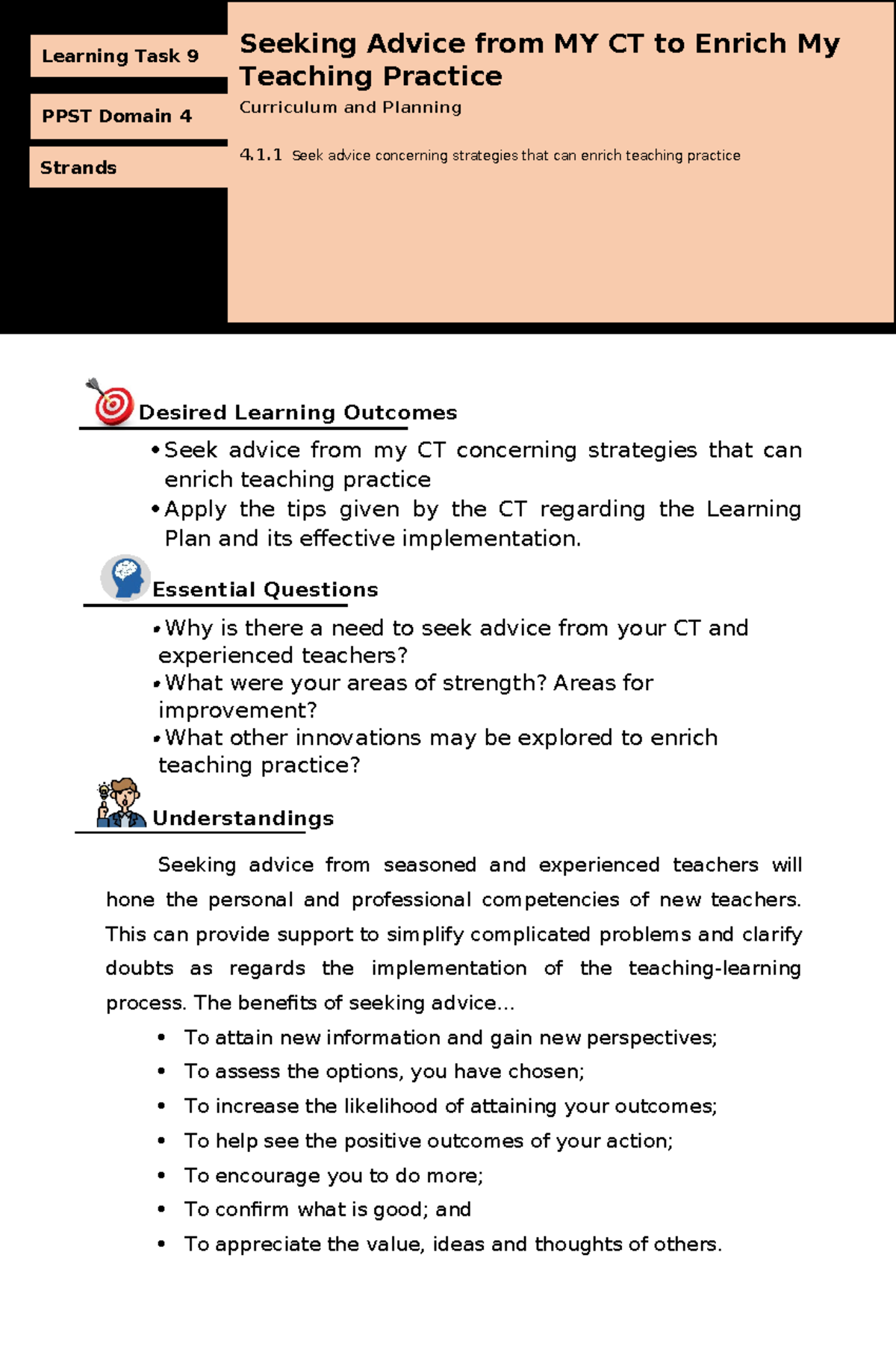 512539267 Teaching Intership Learning Task 9 - Desired Learning ...