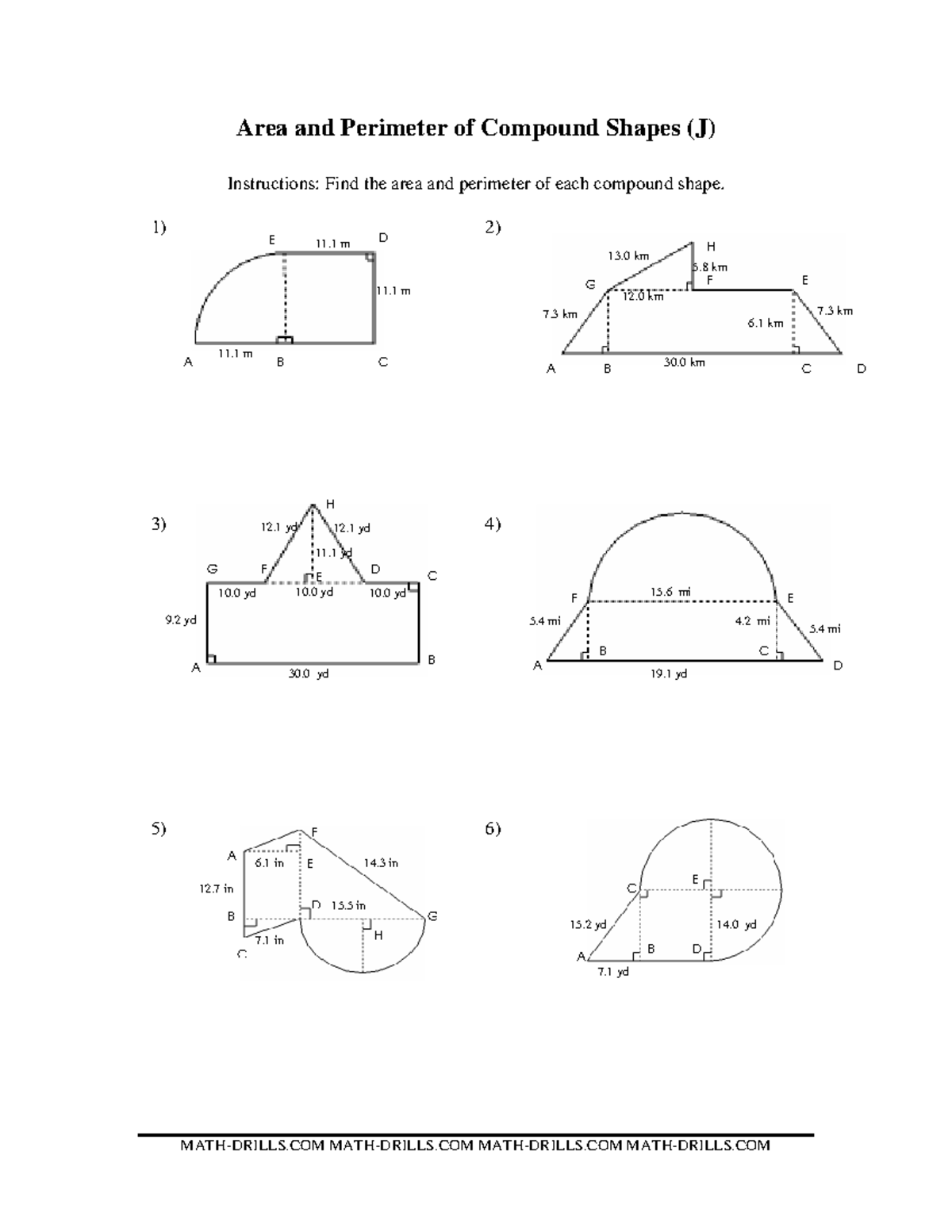 Area and Perimeter of Compound Shapes (J) - MATH-DRILLS MATH-DRILLS ...