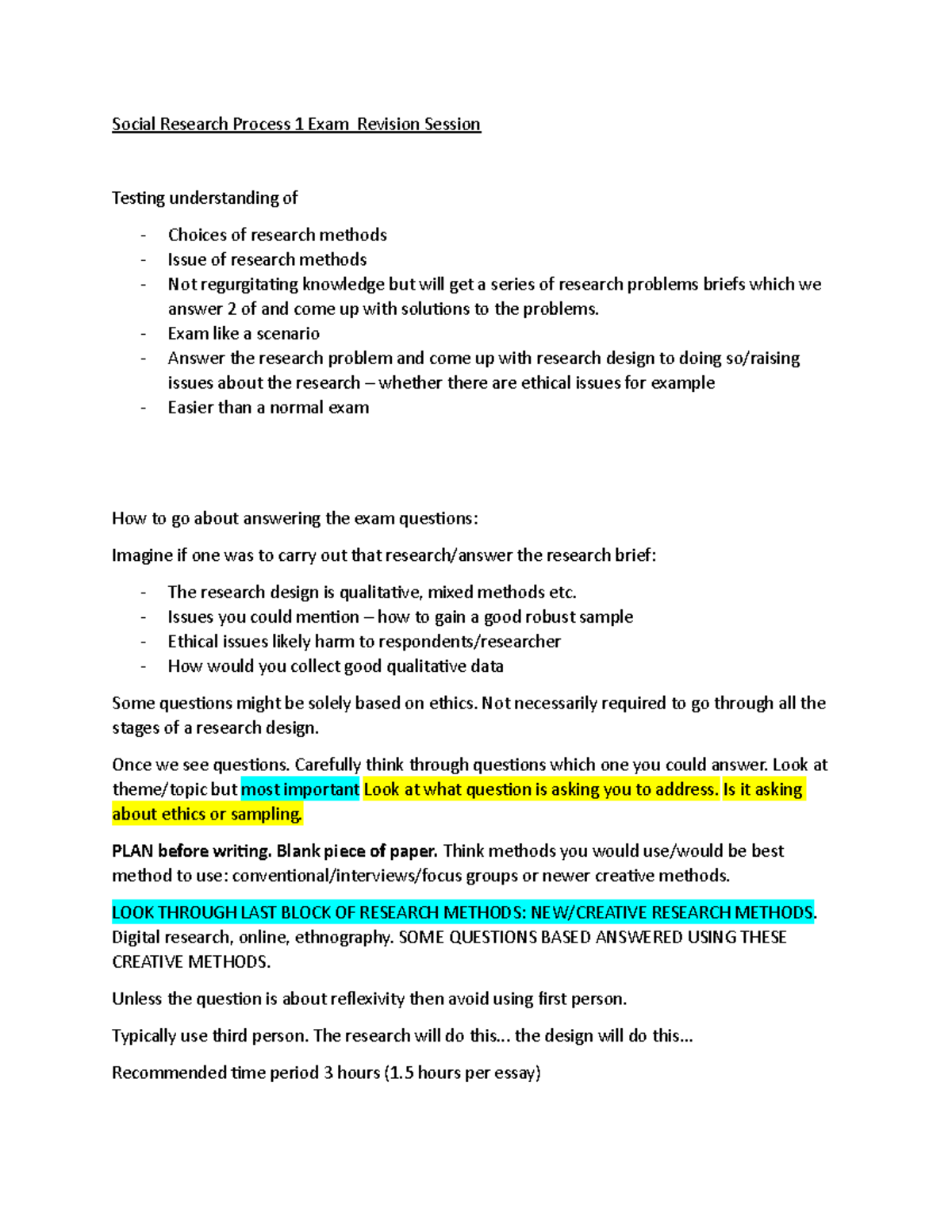 Research process exam revision session - Social Research Process 1 Exam ...